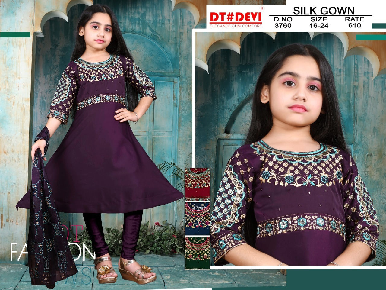 3760 Dt Devi Silk Girls Readymade Pant Suits – Kavya Style Plus
