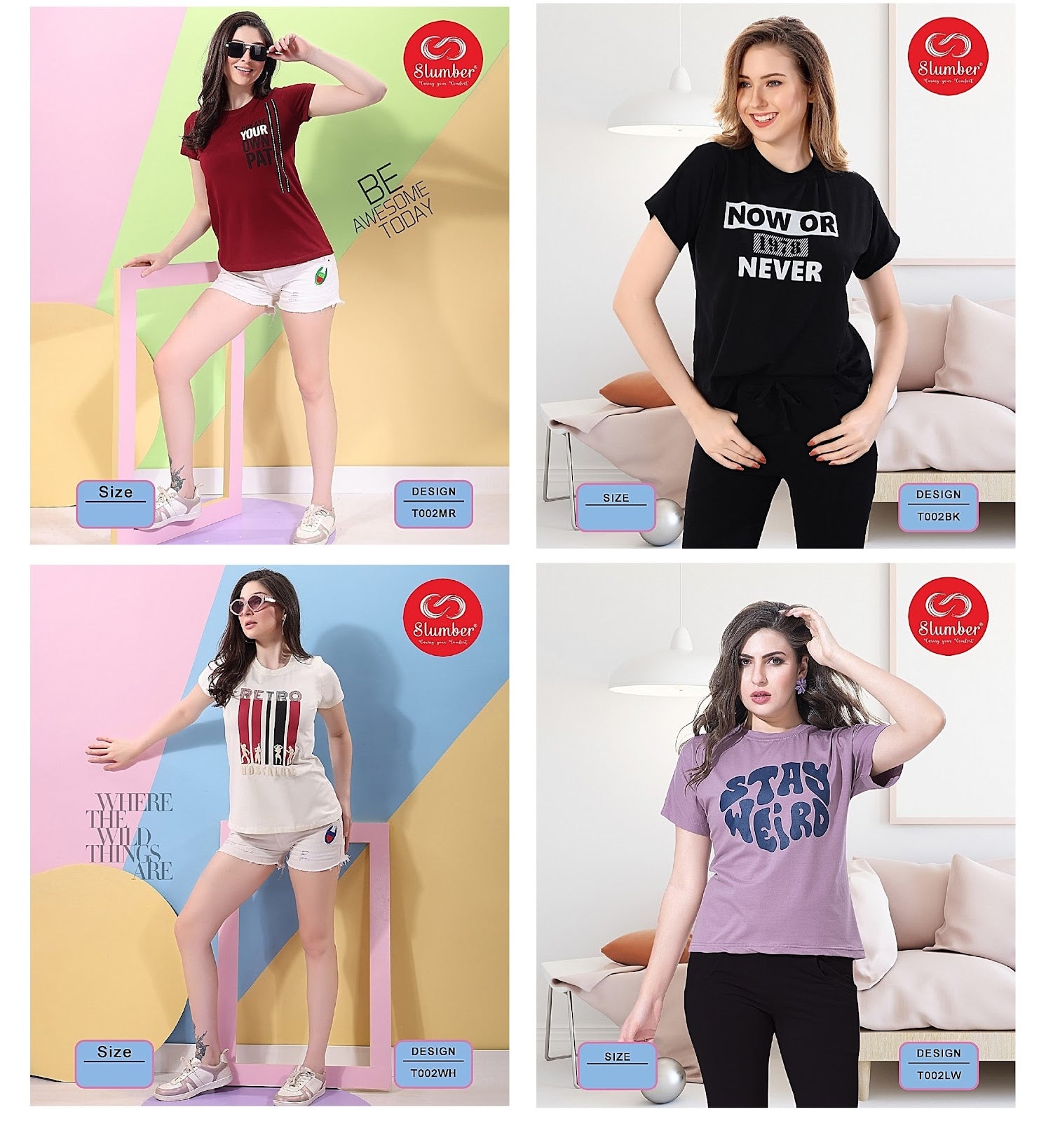 T002 Slumber Cotton Lycra Women Tshirt Manufacturer – Kavya Style Plus