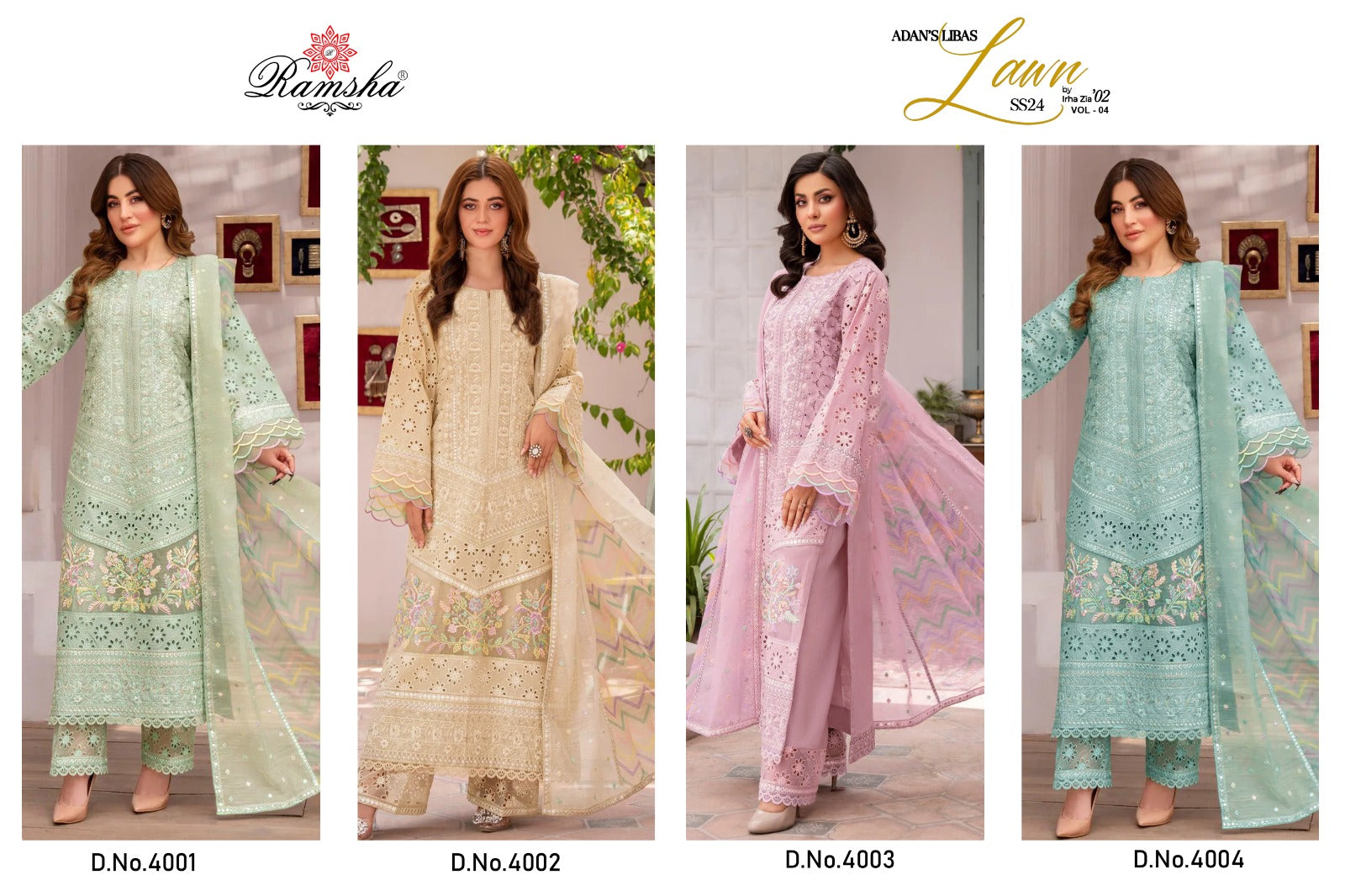 Adans Libas Lawn Vol 4 Ramsha Cambric Pakistani Readymade Suits Export – Kavya Style Plus