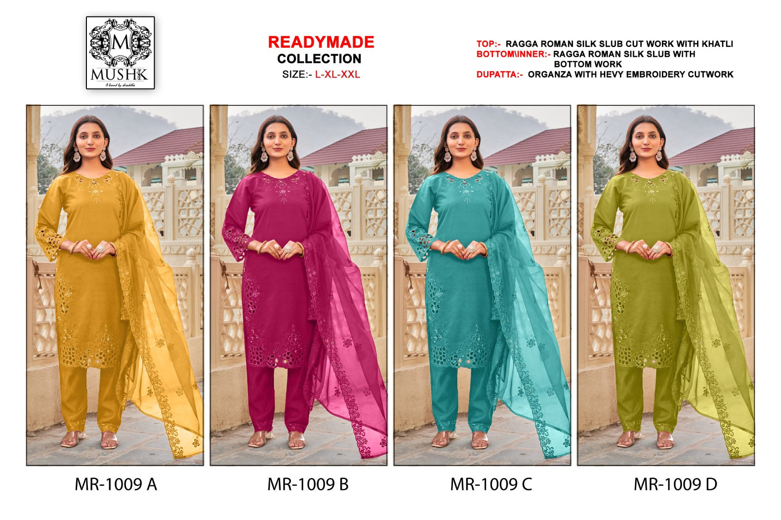 Mr 1009 Mushk Roman Silk Pakistani Readymade Suits Supplier – Kavya Style Plus