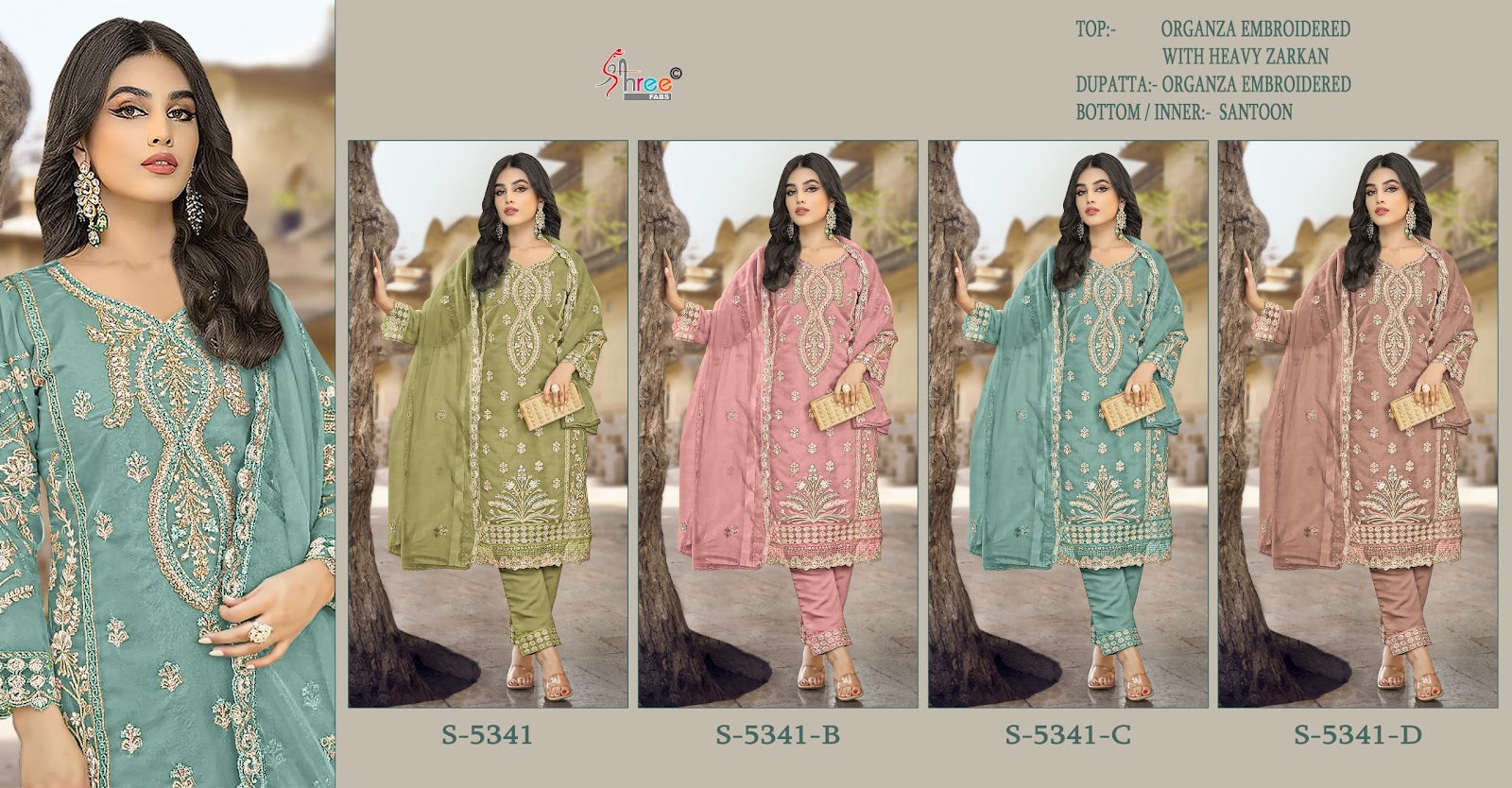 S 5341 Shree Fabs Organza Pakistani Salwar Suits Wholesale Price – Kavya Style Plus