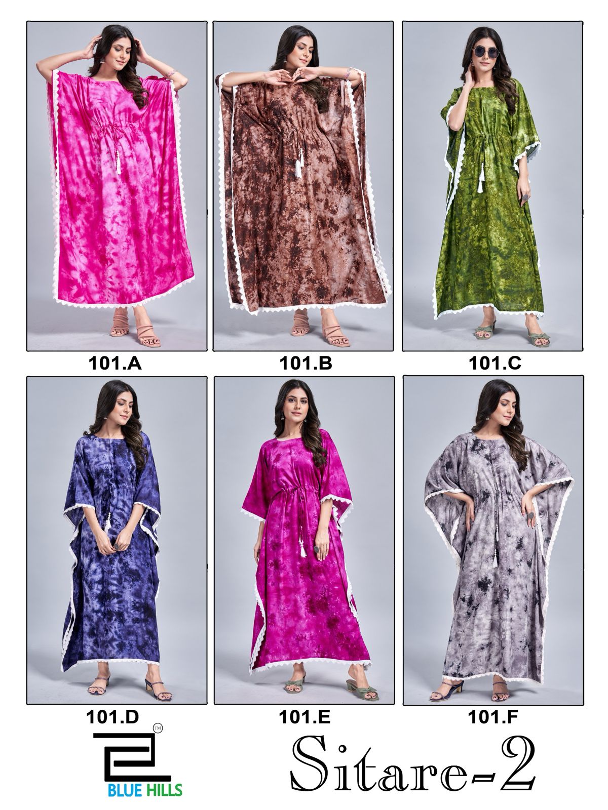 Sitare 2 Blue Hills Rayon Slub Kaftans – Kavya Style Plus