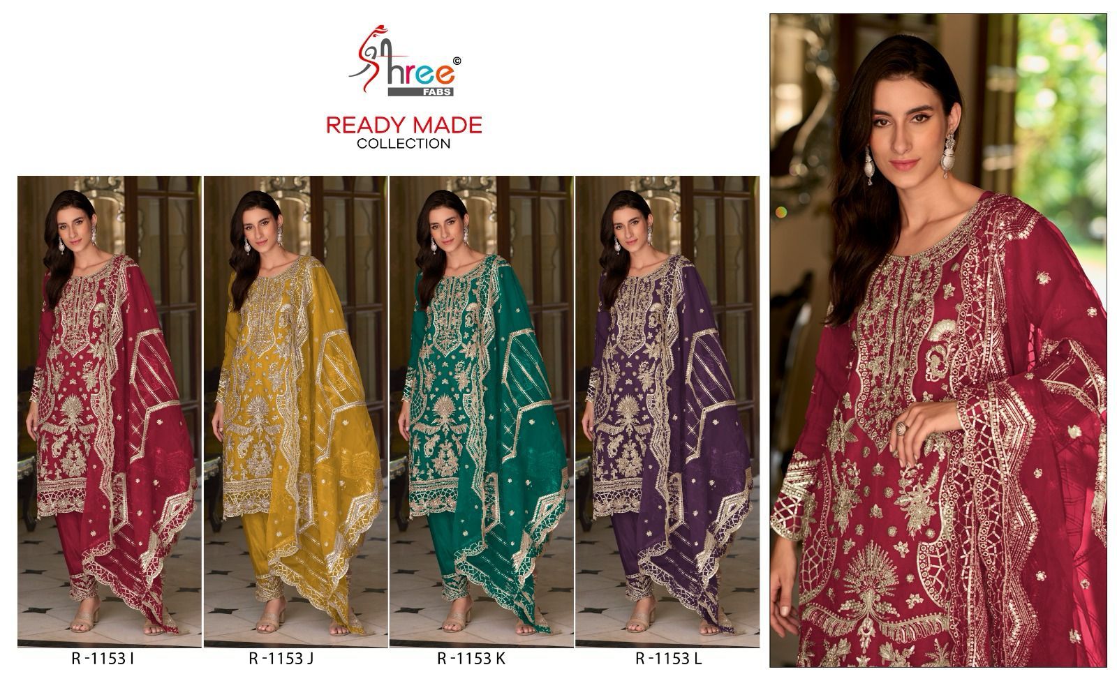 1153-Ijkl Shree Fabs Organza Pakistani Readymade Suits – Kavya Style Plus