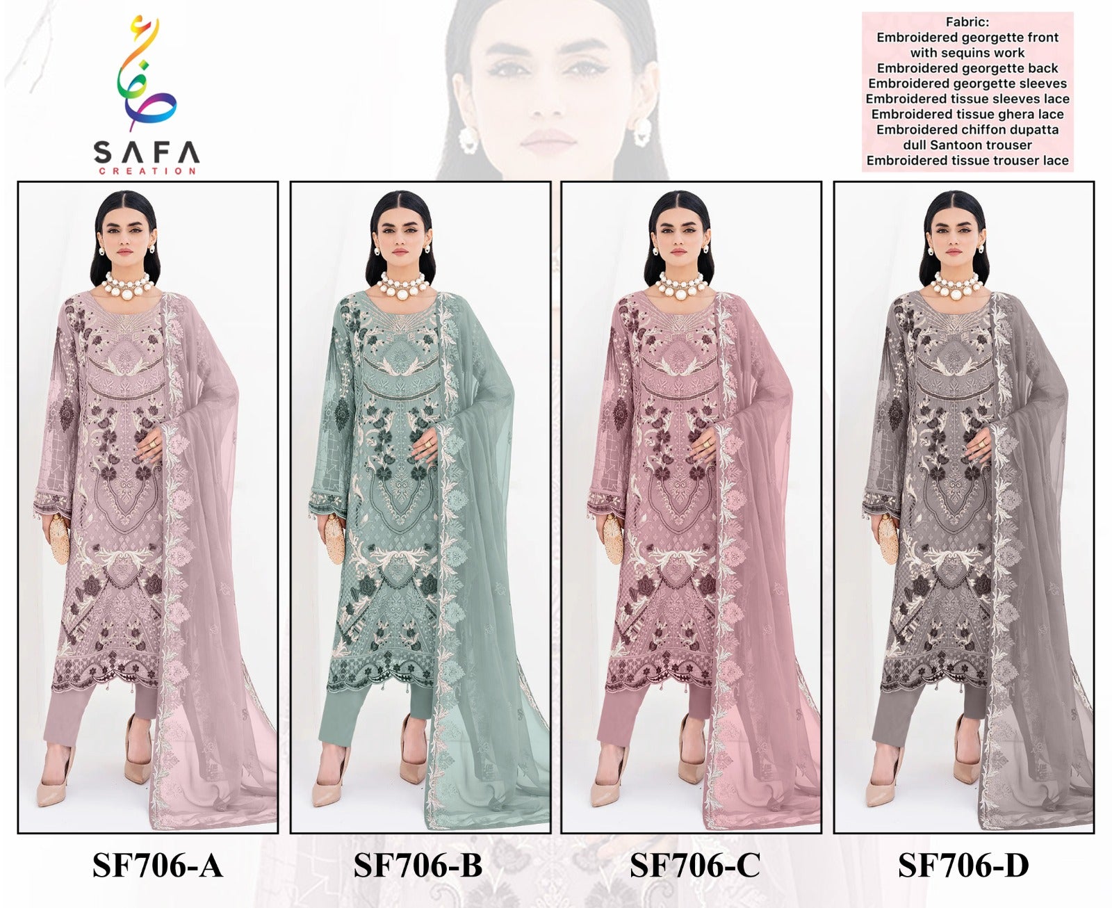 706 Safa Creation Georgette Pakistani Salwar Suits – Kavya Style Plus