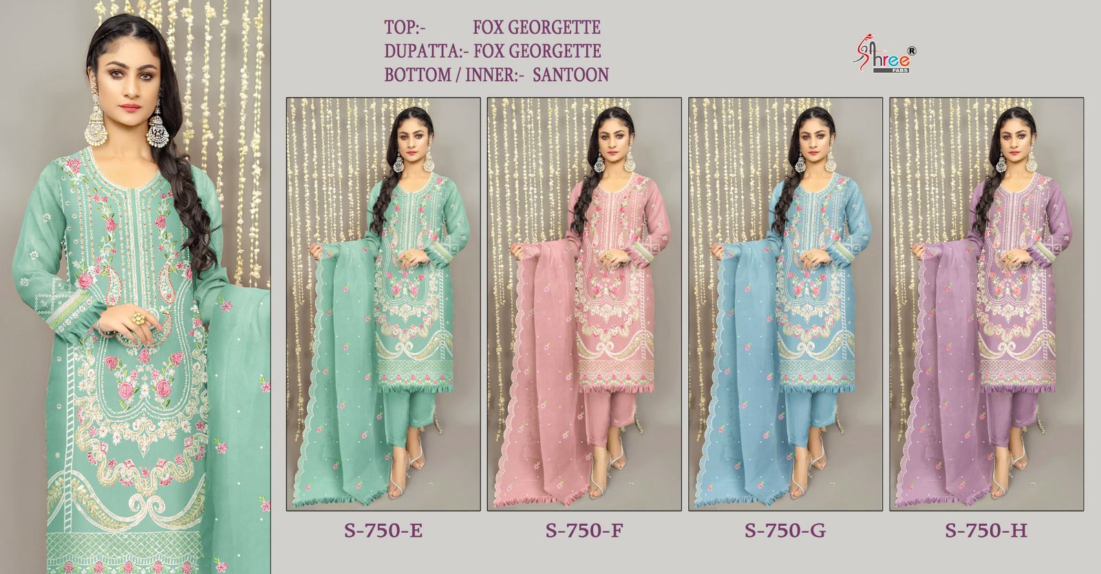 750 Shree Fabs Fox Georgette Pakistani Salwar Suits – Kavya Style Plus
