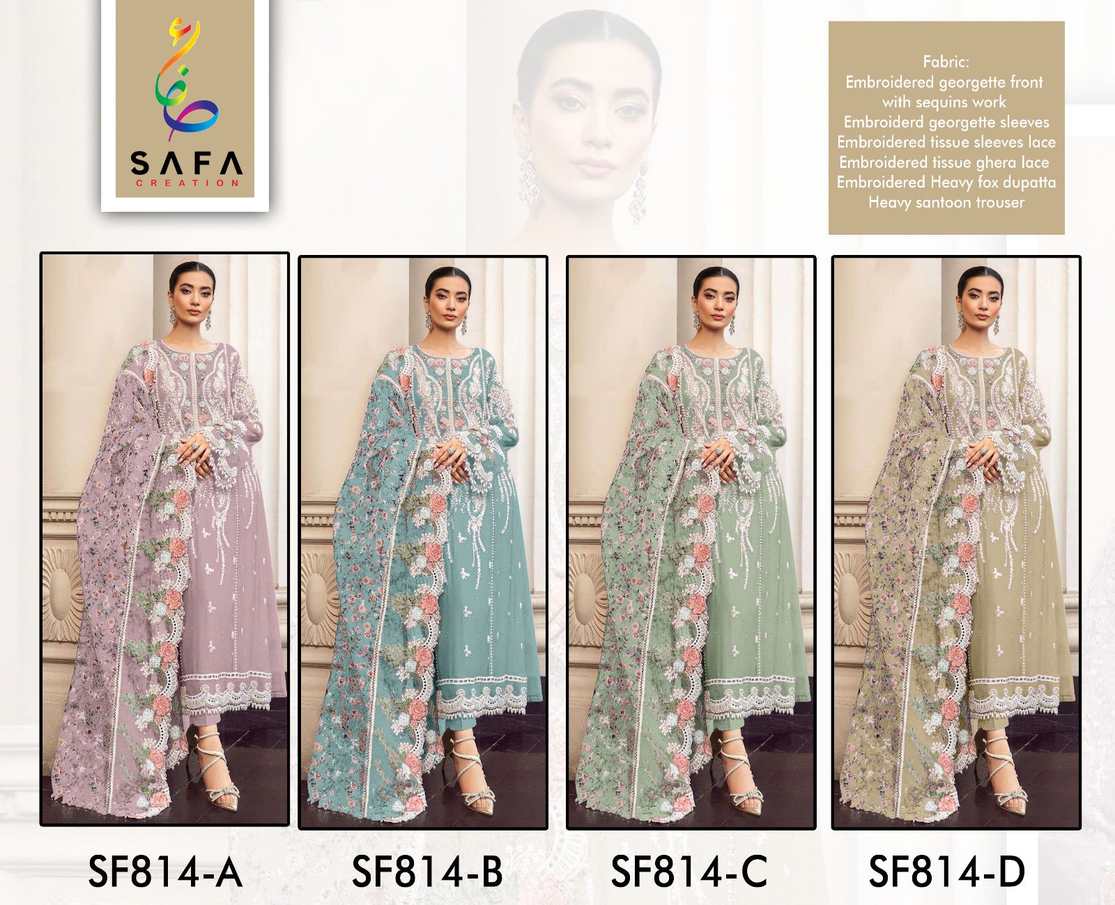 814 Safa Creation Georgette Pakistani Salwar Suits – Kavya Style Plus