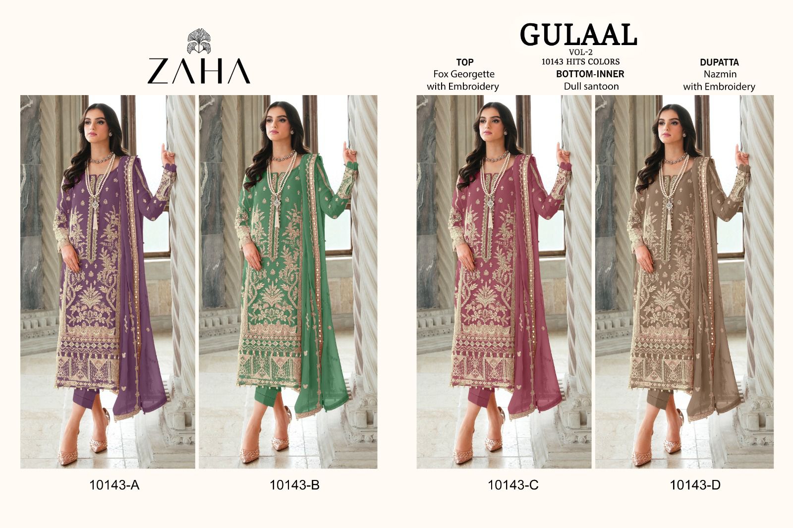 Gulaal Vol 2-10143 Zaha Georgette Pakistani Salwar Suits – Kavya Style Plus