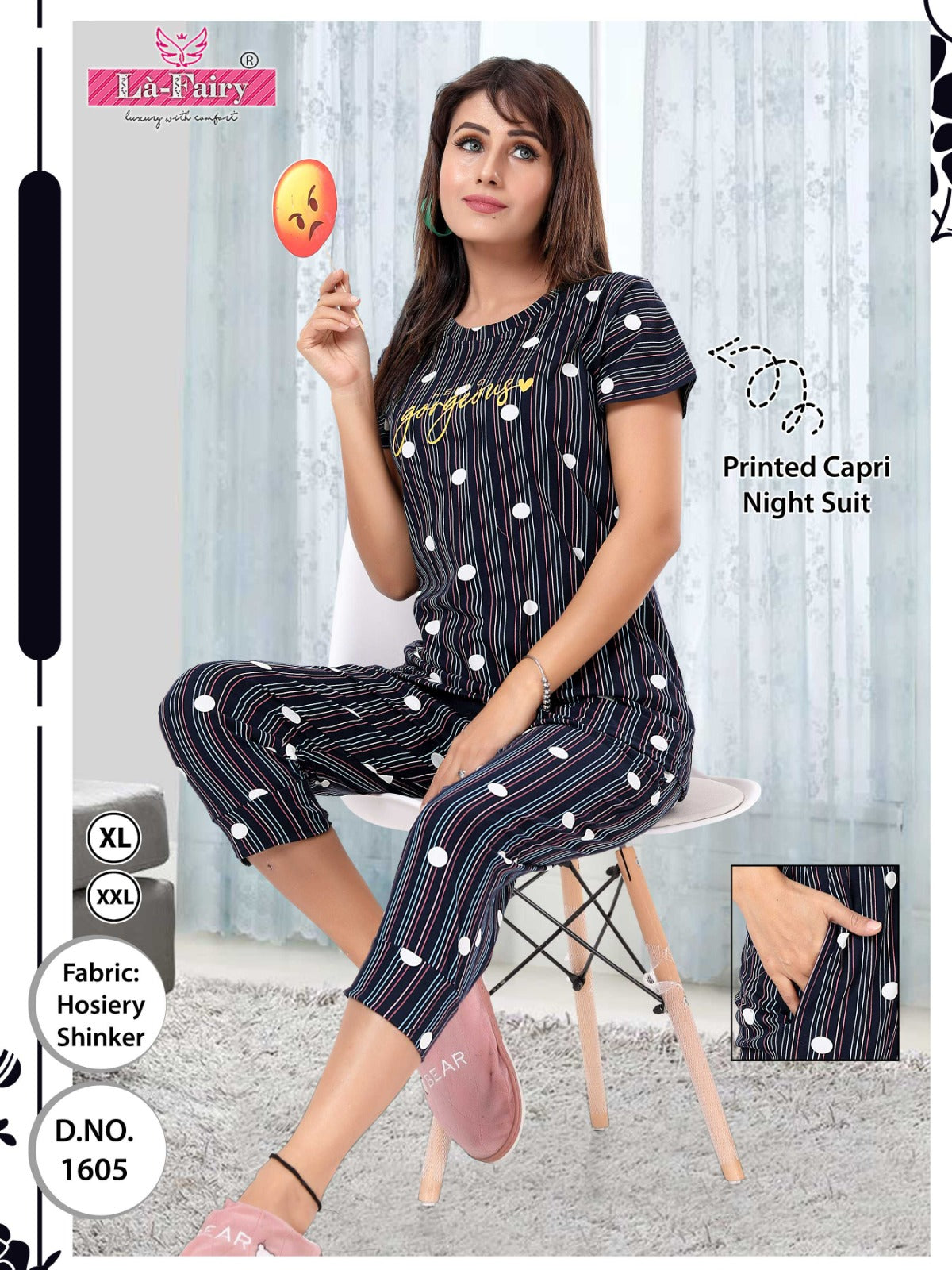 1605 La Fairy Capri Night Suits – Kavya Style Plus