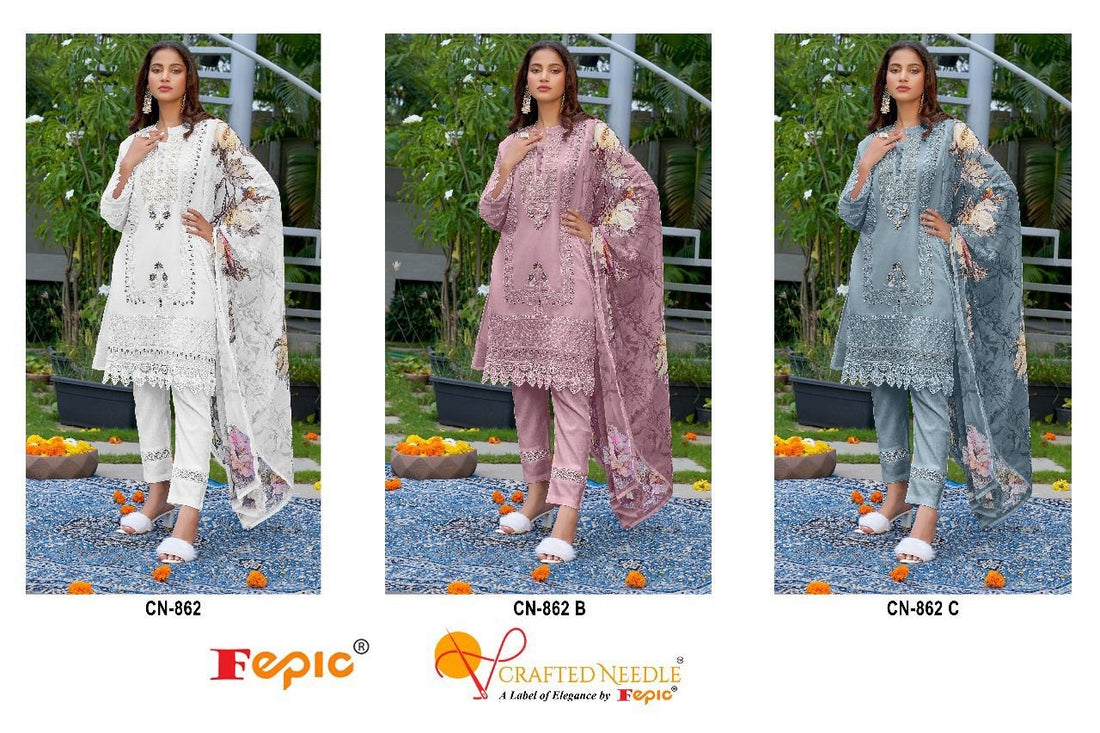 862 Crafted Needle Georgette Embroidery Work Pakistani Readymade Suits ...