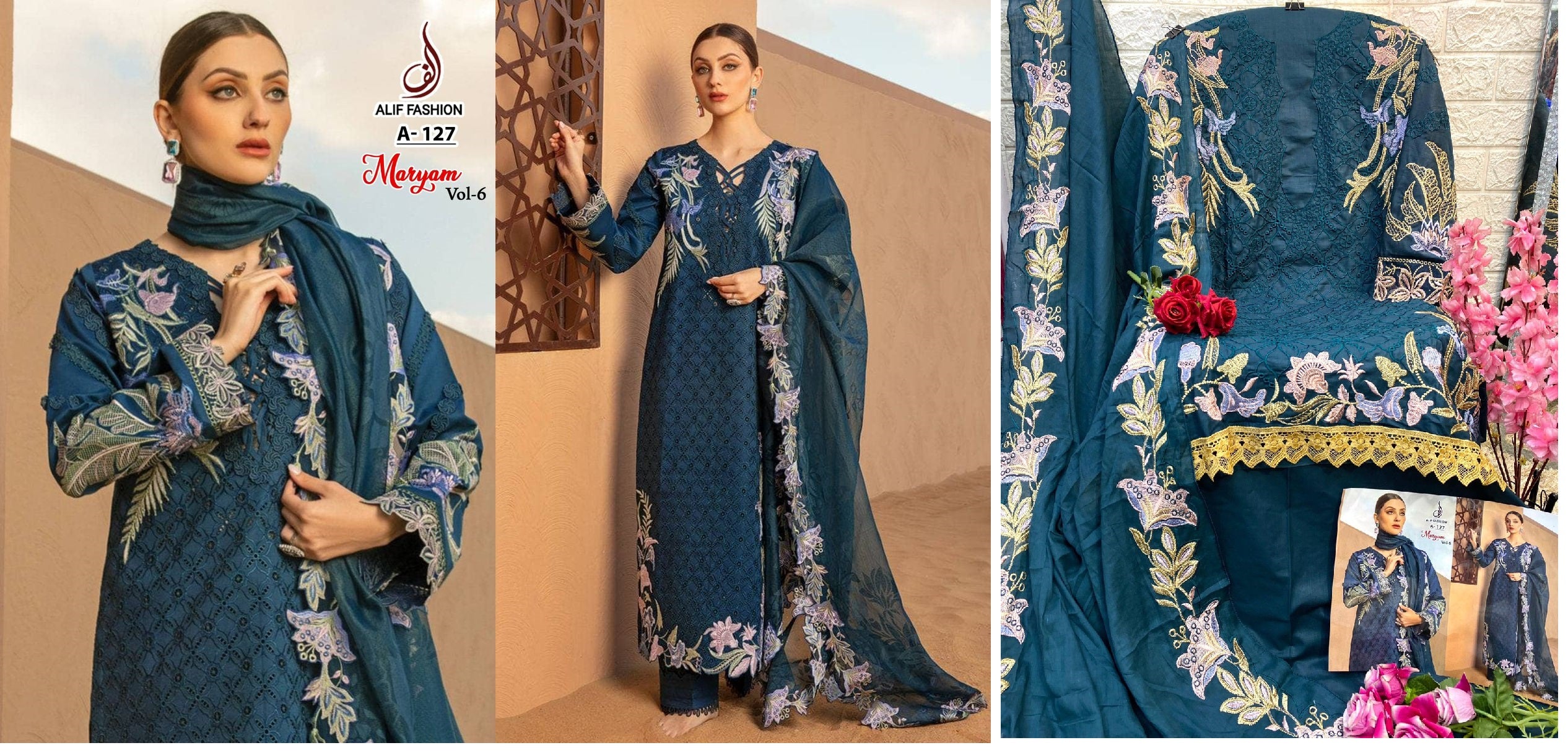 A 127 Maryam Vol 6 Alif Fashion Pakistani Salwar Suits – Kavya Style Plus