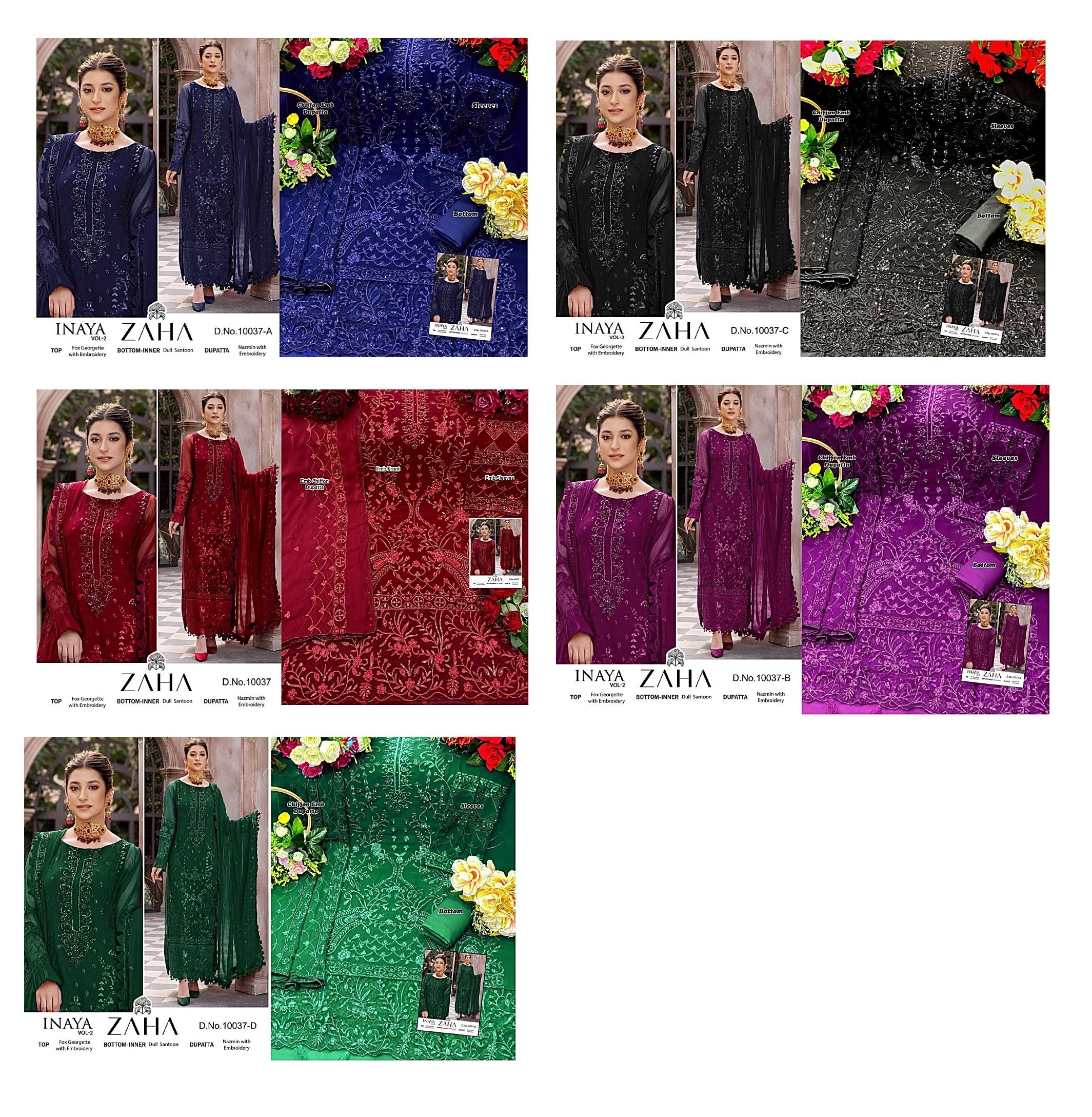 10037 Inaya Vol 2 Zaha Georgette Embroidery Work Pakistani Salwar Suit – Kavya Style Plus