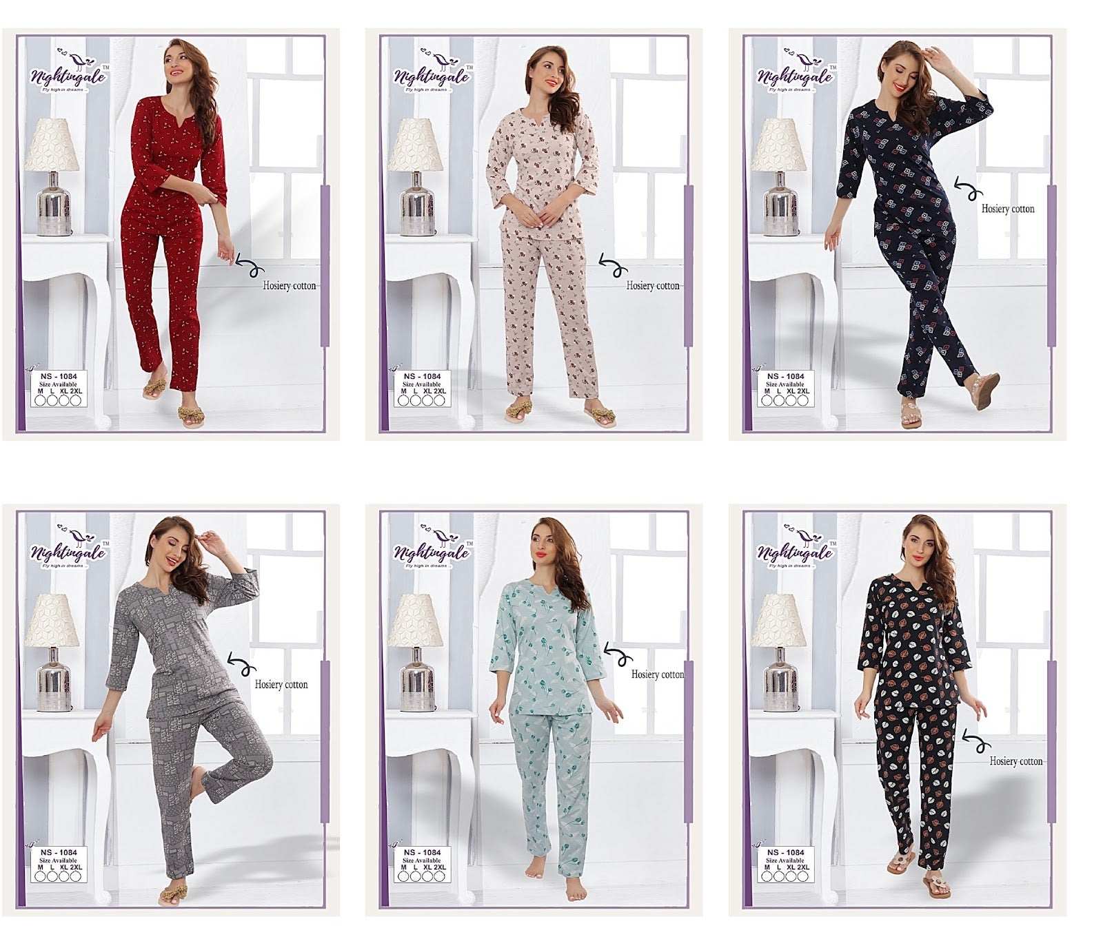1084 Nightingale Hosiery Cotton Pyjama Night Suits – Kavya Style Plus
