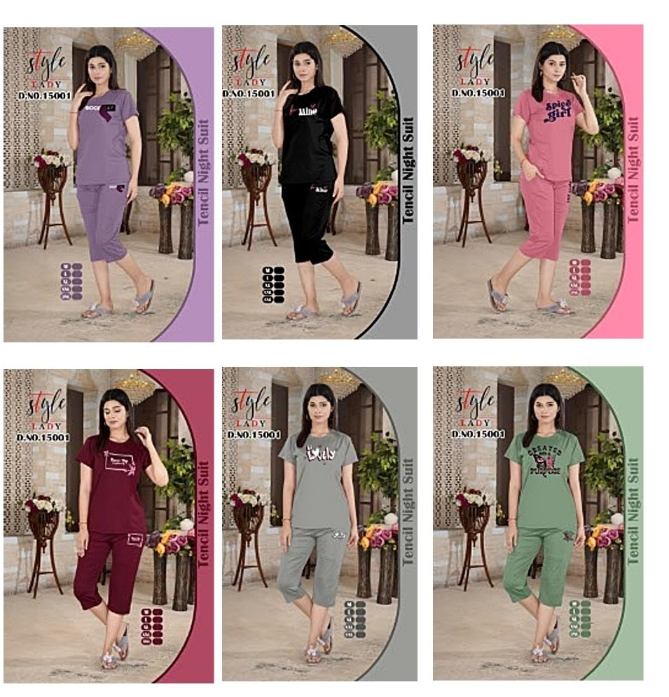 15001 Ladys Imported Capri Night Suits Manufacturer Gujarat – Kavya ...