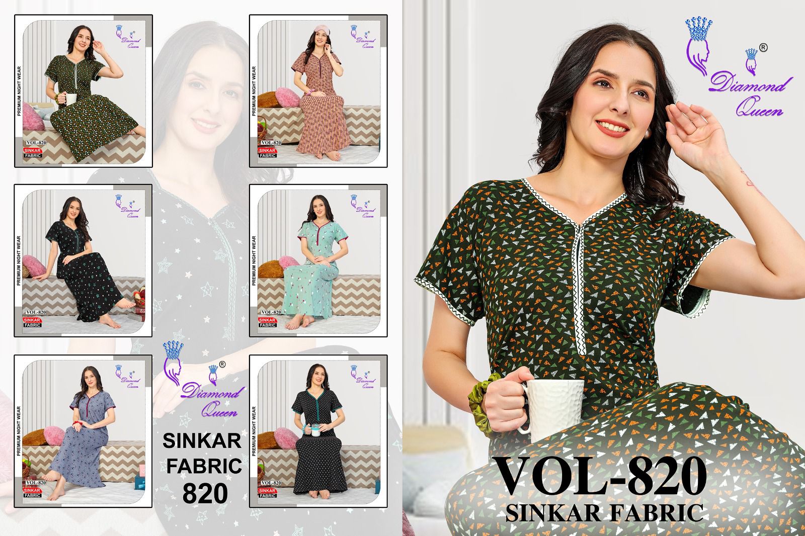 820 Diamond Queen Sinker Night Gowns Exporter Ahmedabad – Kavya Style Plus