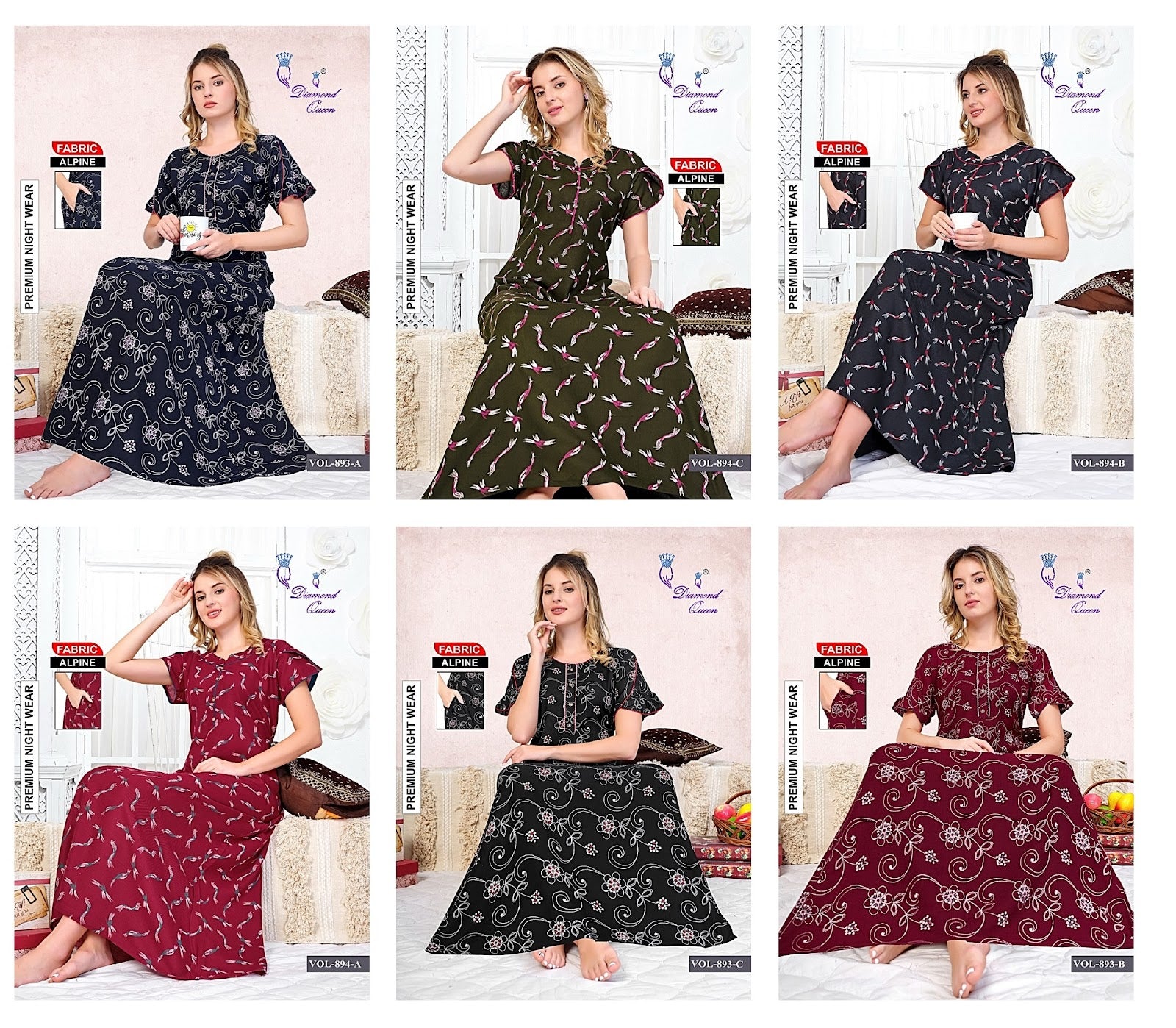 893-894 Diamond Queen Alpine Night Gowns Exporter – Kavya Style Plus
