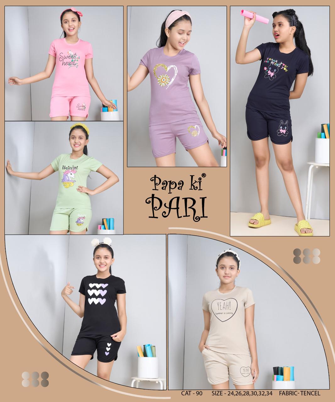90 Papa Ki Pari Tencil Lycra Girls Co Ord Set Exporter – Kavya Style Plus