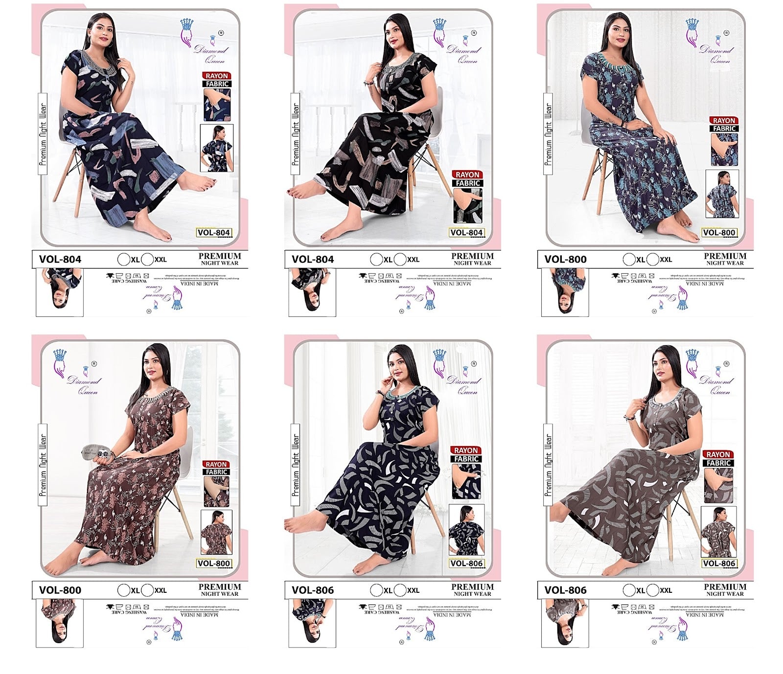 0800-04-06 Diamond Queen Rayon Night Gowns – Kavya Style Plus