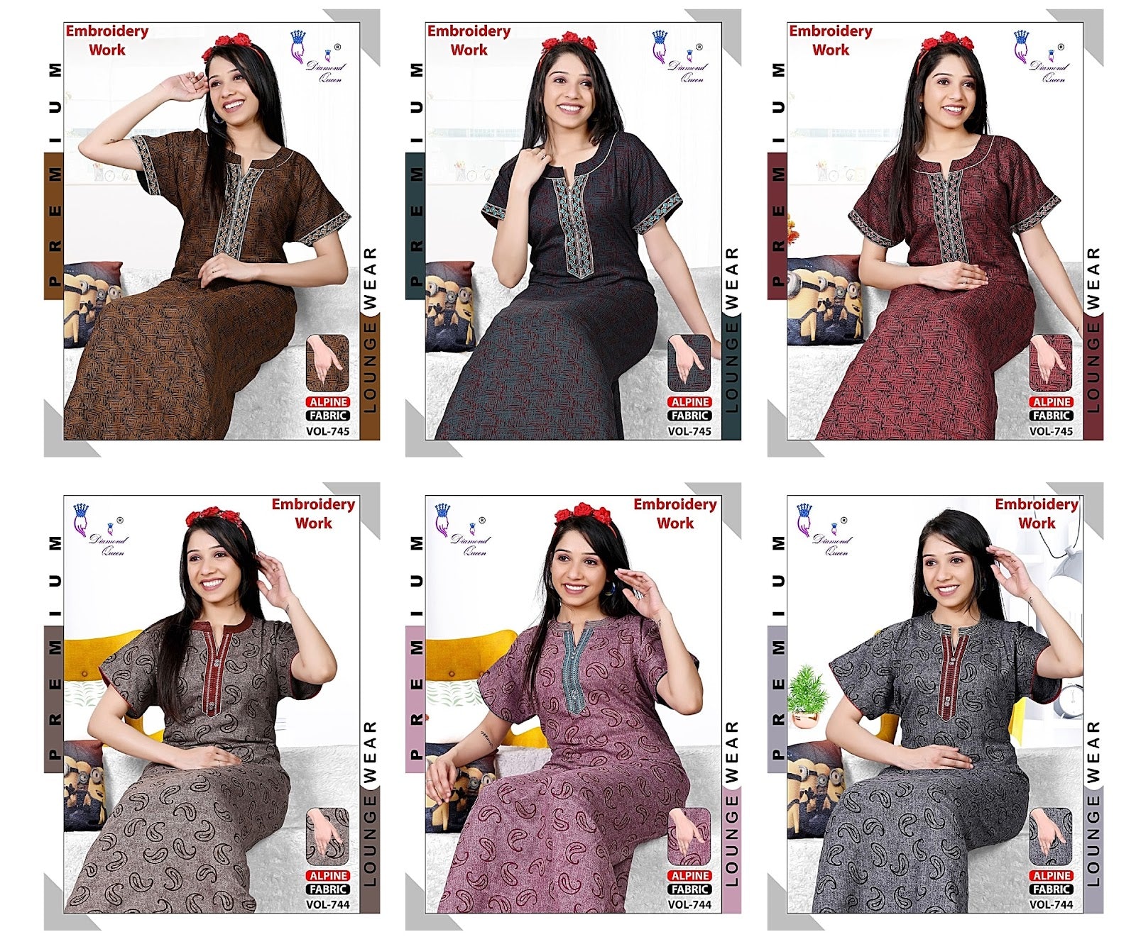 745-744 Diamond Queen Alpine Night Gowns – Kavya Style Plus