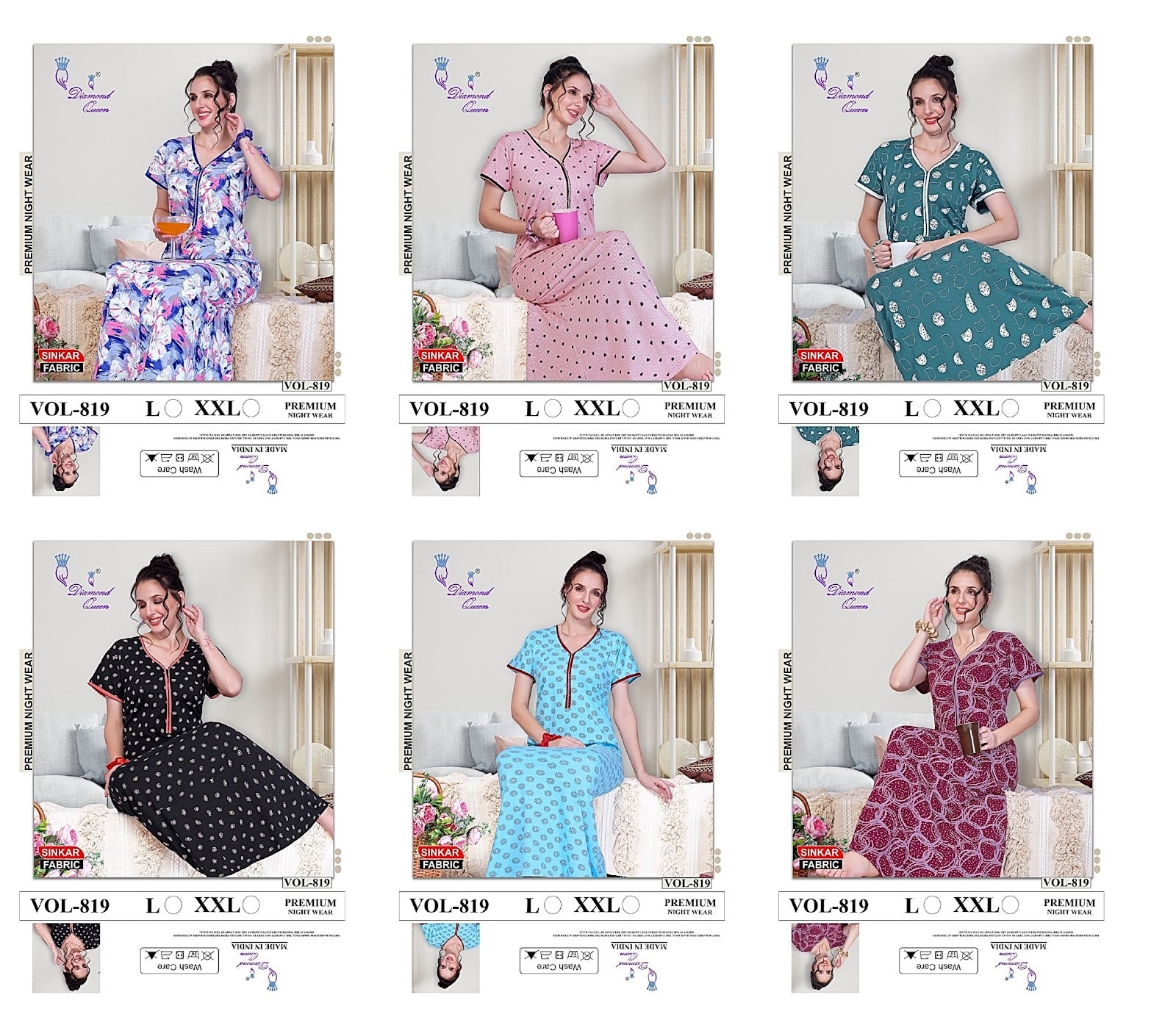 819 Diamond Queen Sinker Night Gowns Wholesale Rate – Kavya Style Plus