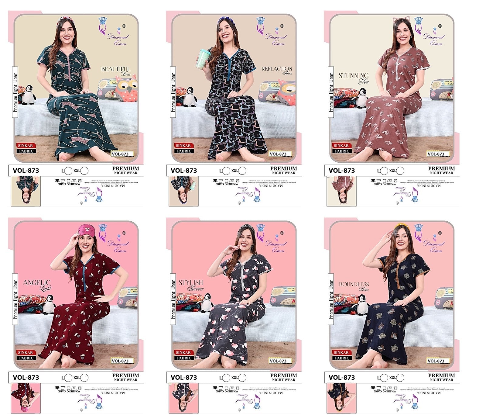 873 Diamond Queen Sinker Night Gowns Supplier Ahmedabad – Kavya Style Plus