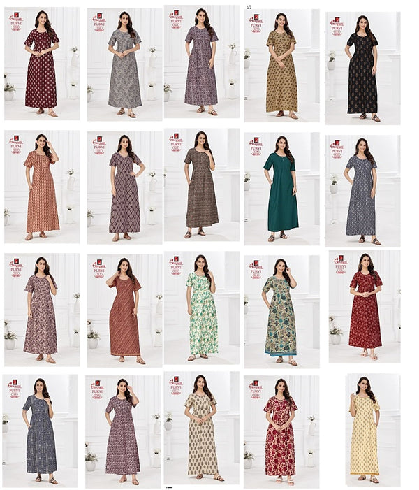 Purvi Vol 1 Ganpati Cotton Pure Cotton Night Gowns – Kavya Style Plus