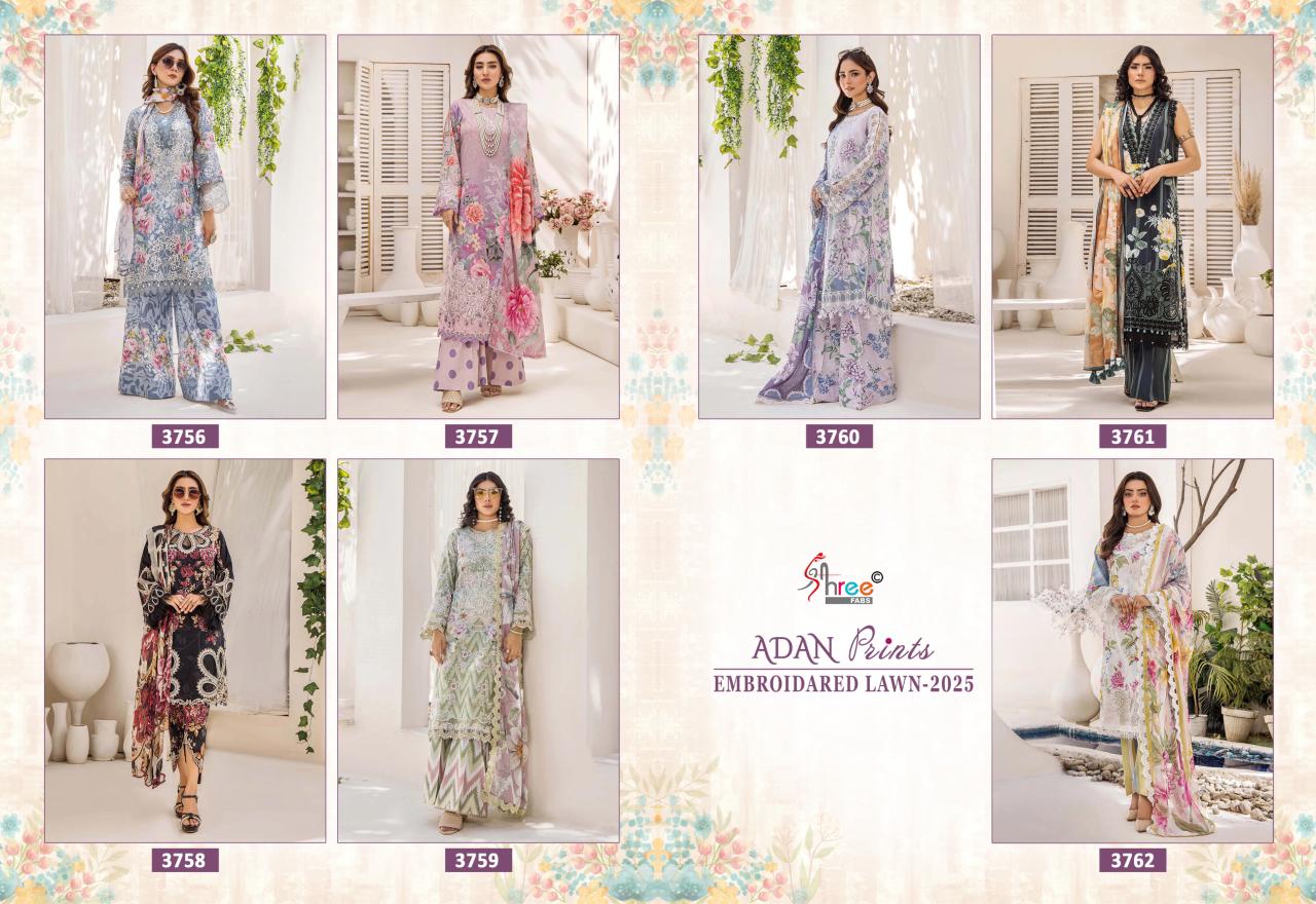 Adan Prints Embroidared Lawn 2025 Shree Fabs Cotton Pakistani Patch Wo ...