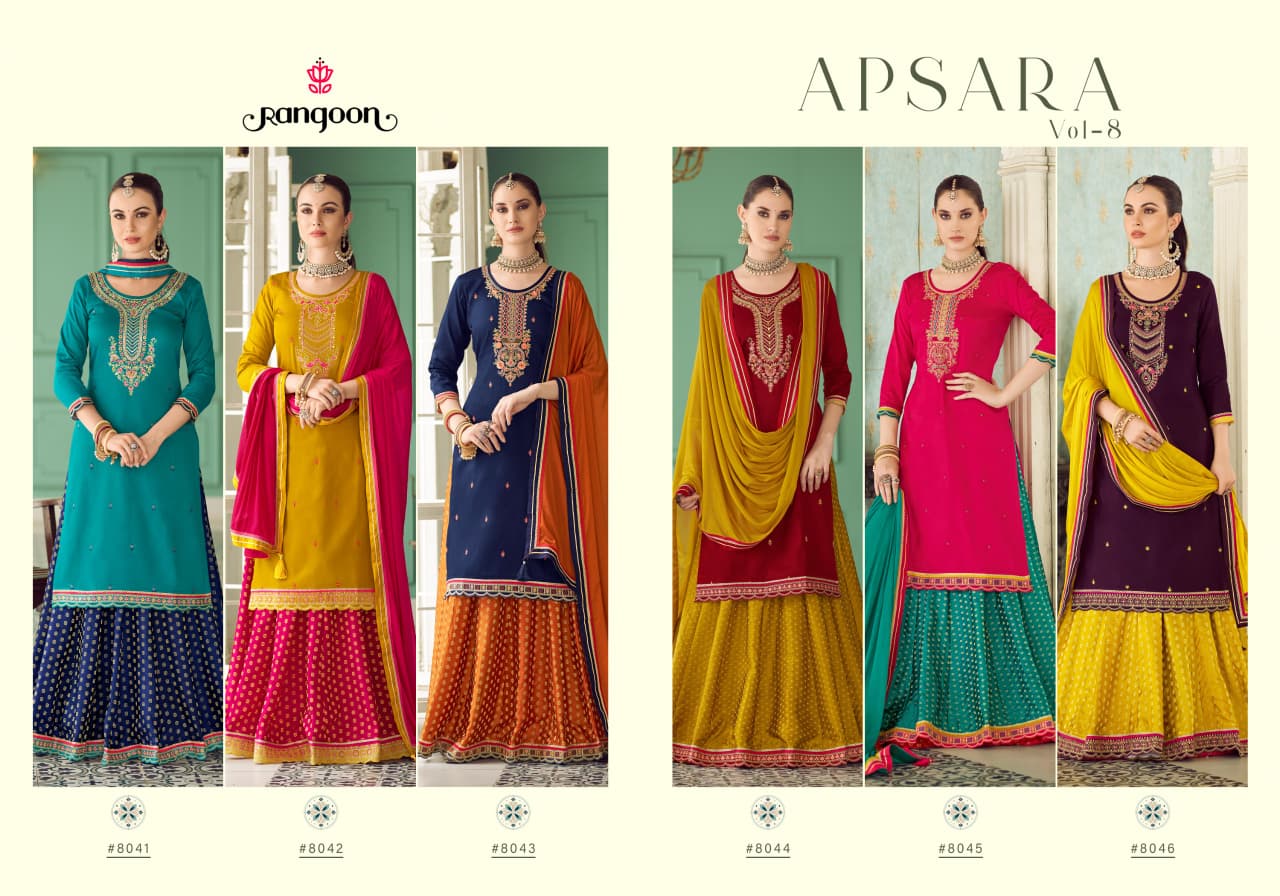 Apsara Vol 8 Rangoon Jam Silk Readymade Suits Wholesale Rate – Kavya ...