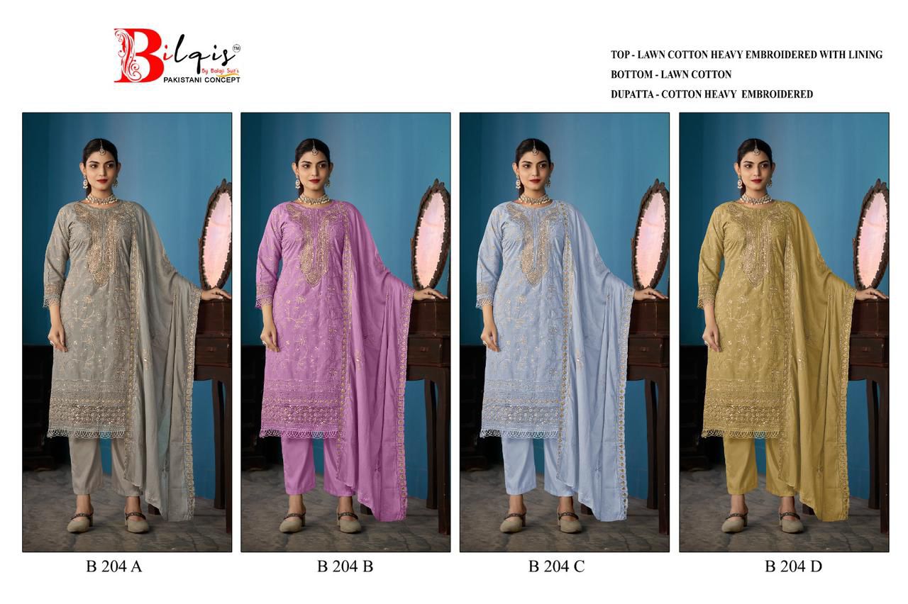 B 204 Abcd Bilqis Cambric Cotton Pakistani Salwar Suits Wholesaler ...