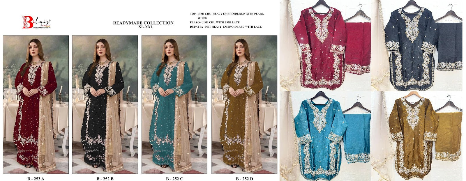B 252 Bilqis Pakistani Readymade Suits Wholesale – Kavya Style Plus