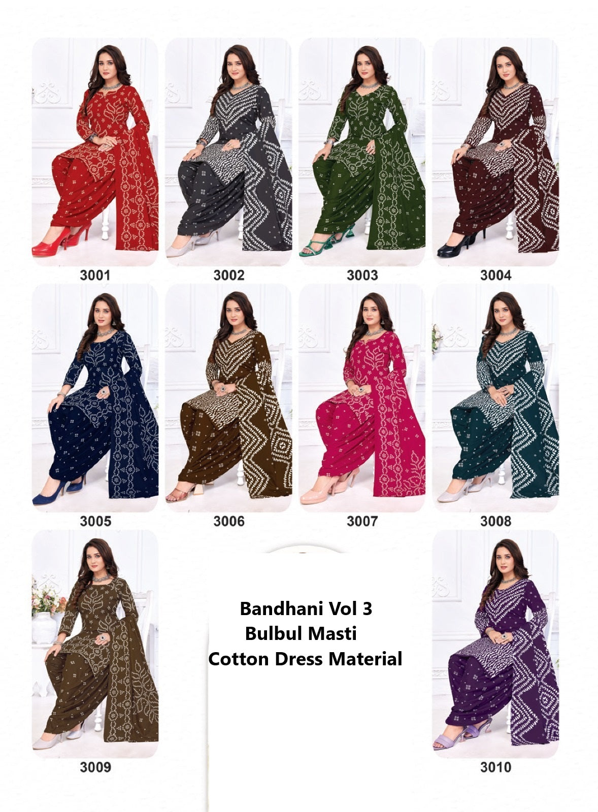 Bandhani Vol 3 Bulbul Masti Cotton Dress Material Wholesale – Kavya ...