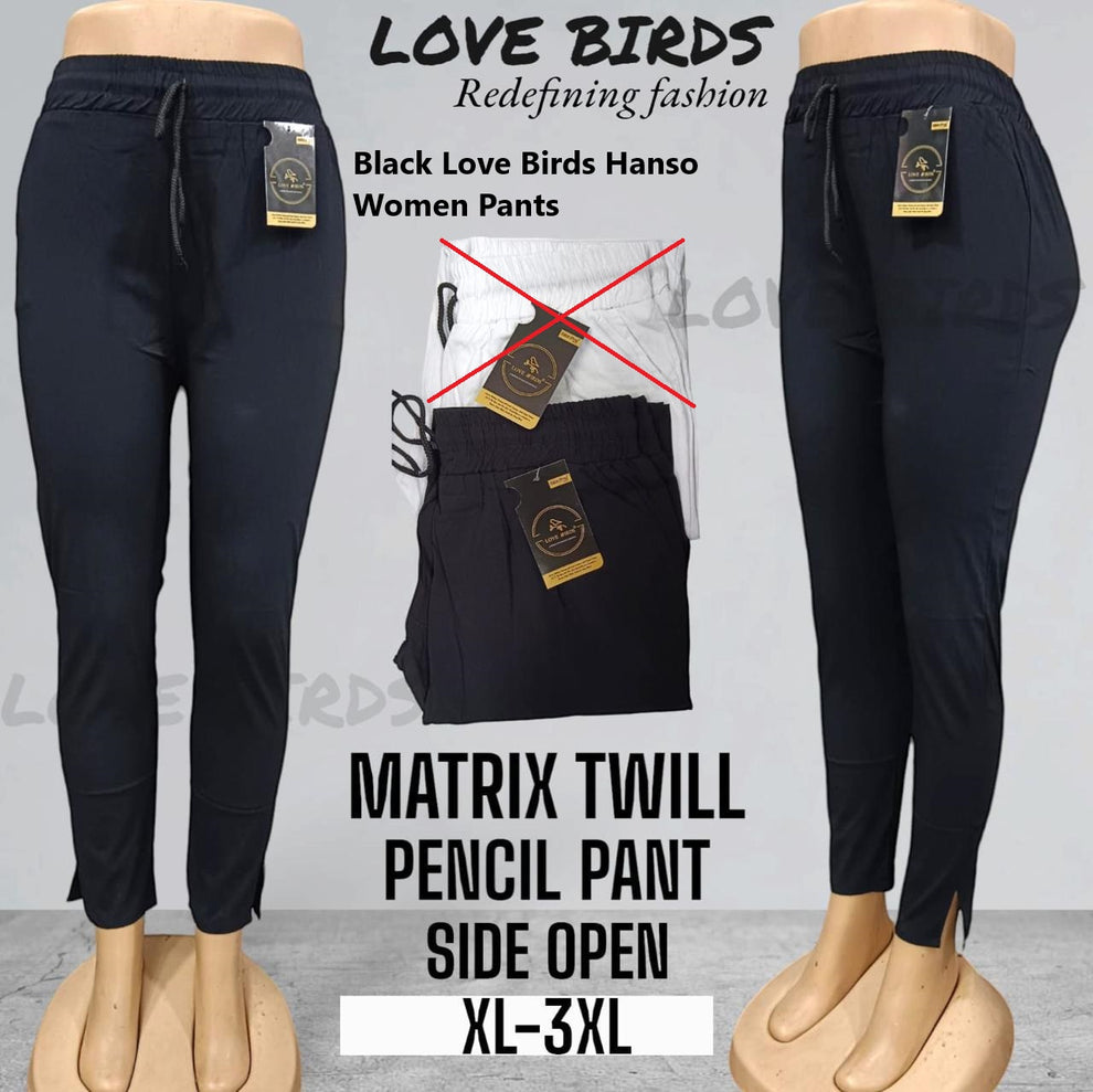 Black Love Birds Hanso Twill Women Pants Exporter India – Kavya Style Plus
