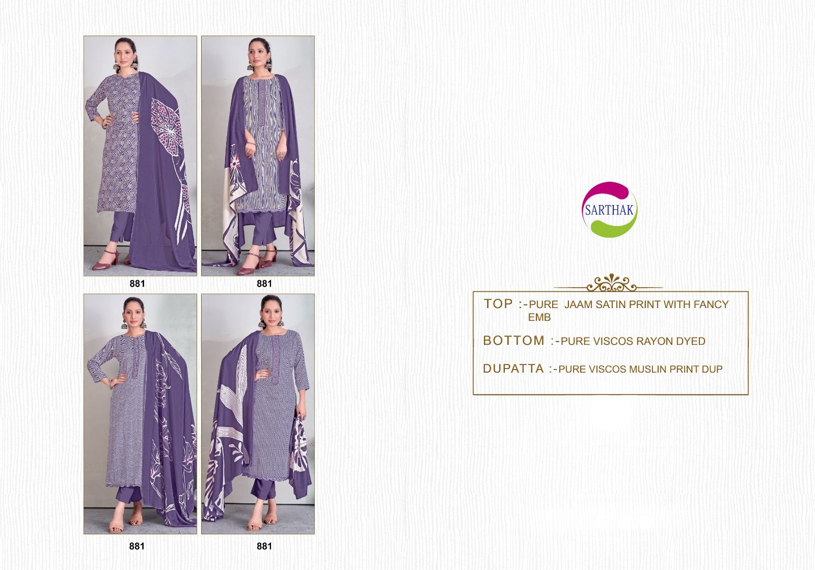 Blueberry Lavender Sarthak Prints Jaam Satin Pant Style Suits – Kavya Style Plus