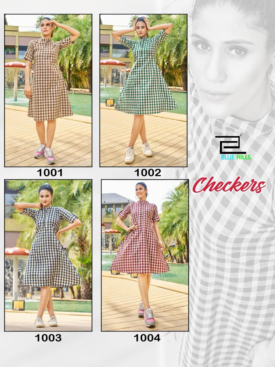 Checkers Blue Hills Cotton Midi Dress – Kavya Style Plus