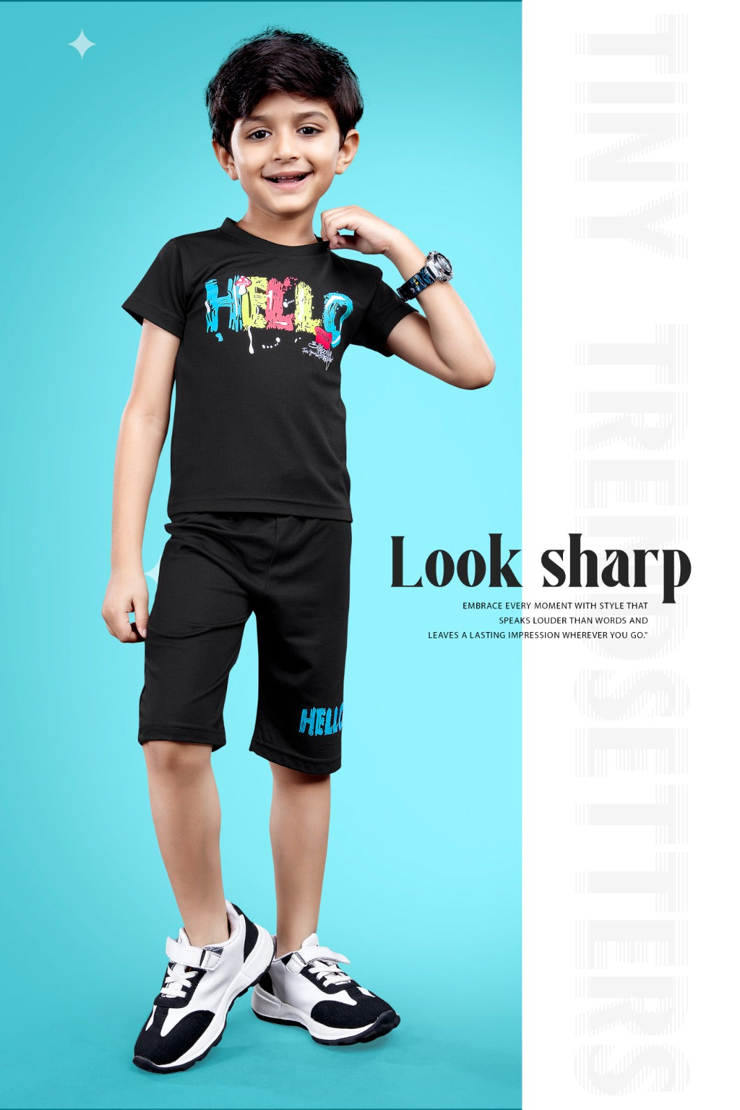 Code 4114 Buddyz Tencil Boys Capri Night Suit Exporter India – Kavya ...