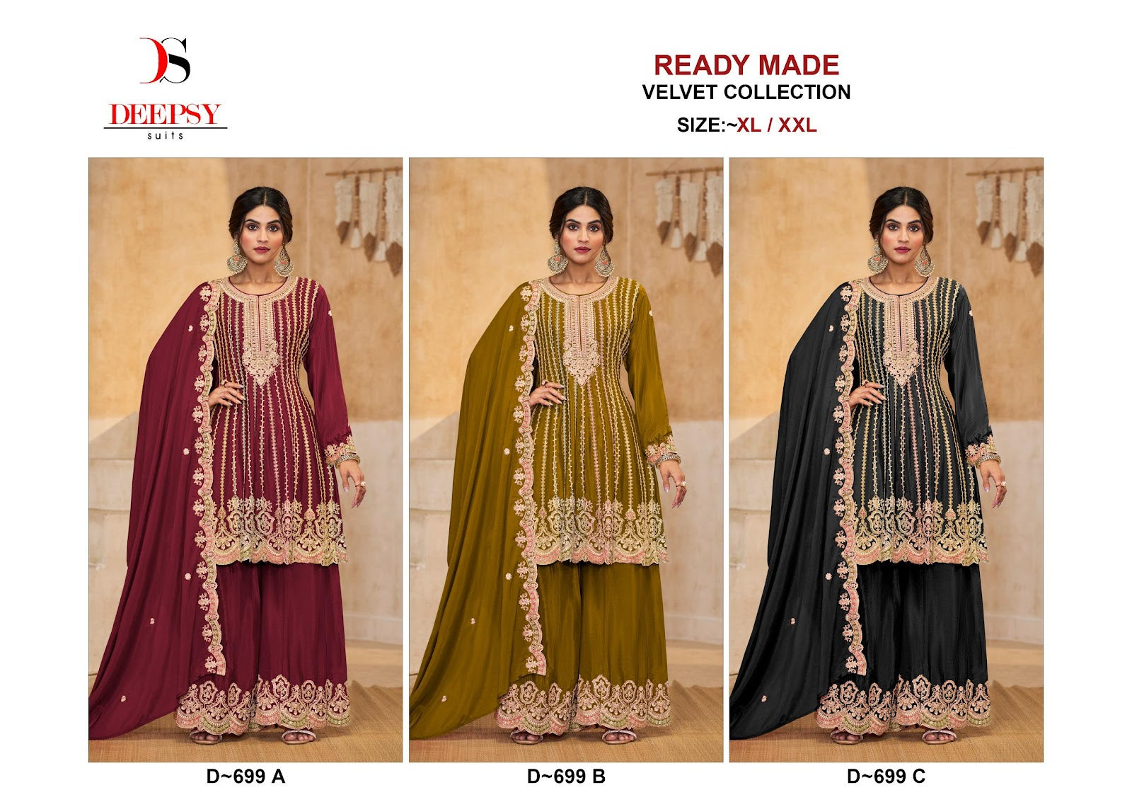 D 699 Abc Deepsy Readymade Velvet Suits Supplier Ahmedabad – Kavya ...