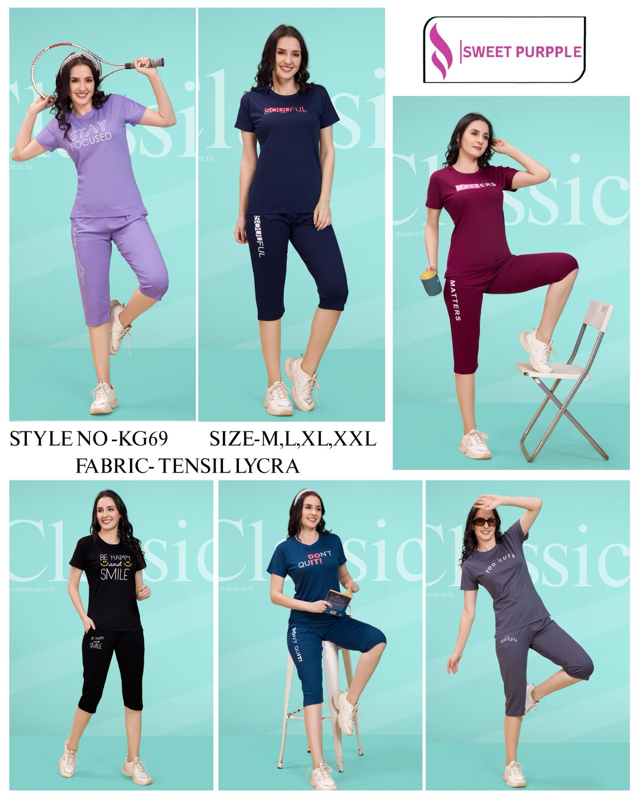 D No Kg69 Sweet Purple Tencil Lycra Capri Night Suits Manufacturer Guj ...