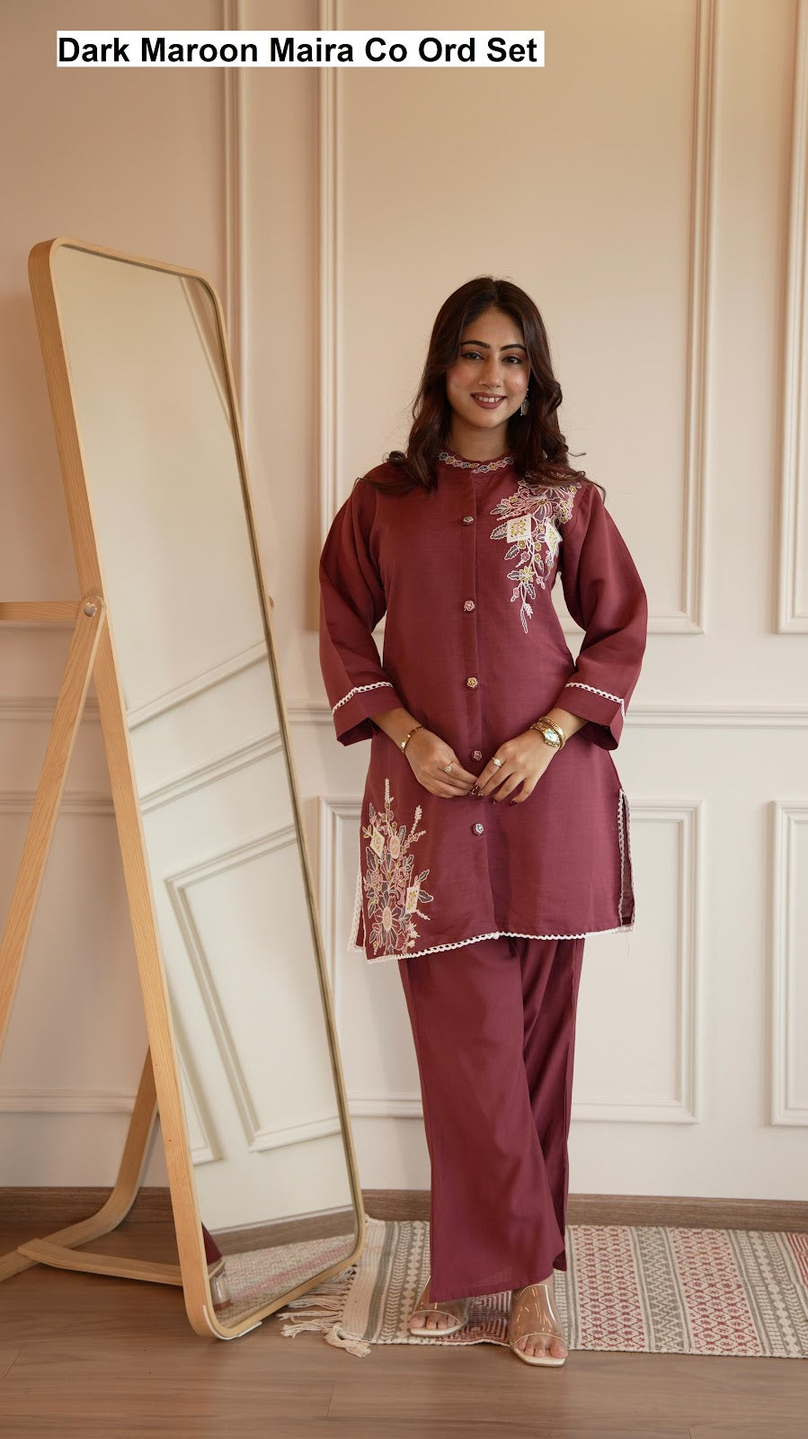 Dark Maroon Maira Vatican Co Ord Set Manufacturer India – Kavya Style Plus