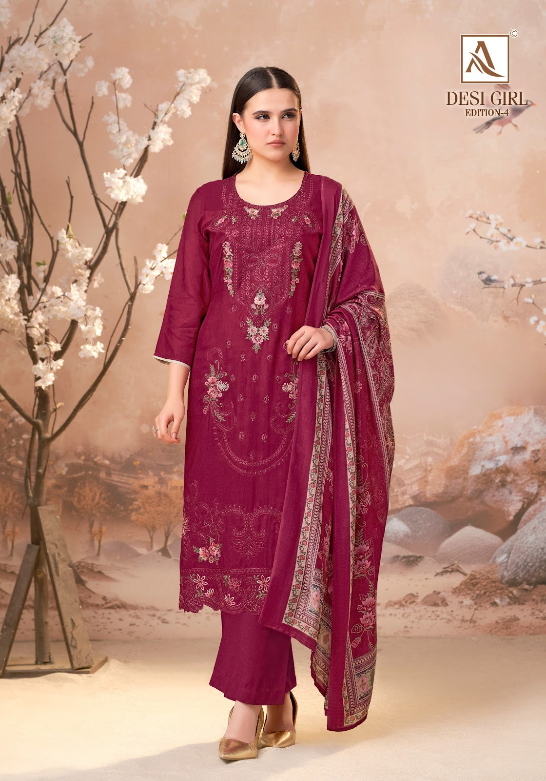 Desi Girl Edition 4 Alok Viscose Muslin Karachi Salwar Suits Supplier ...