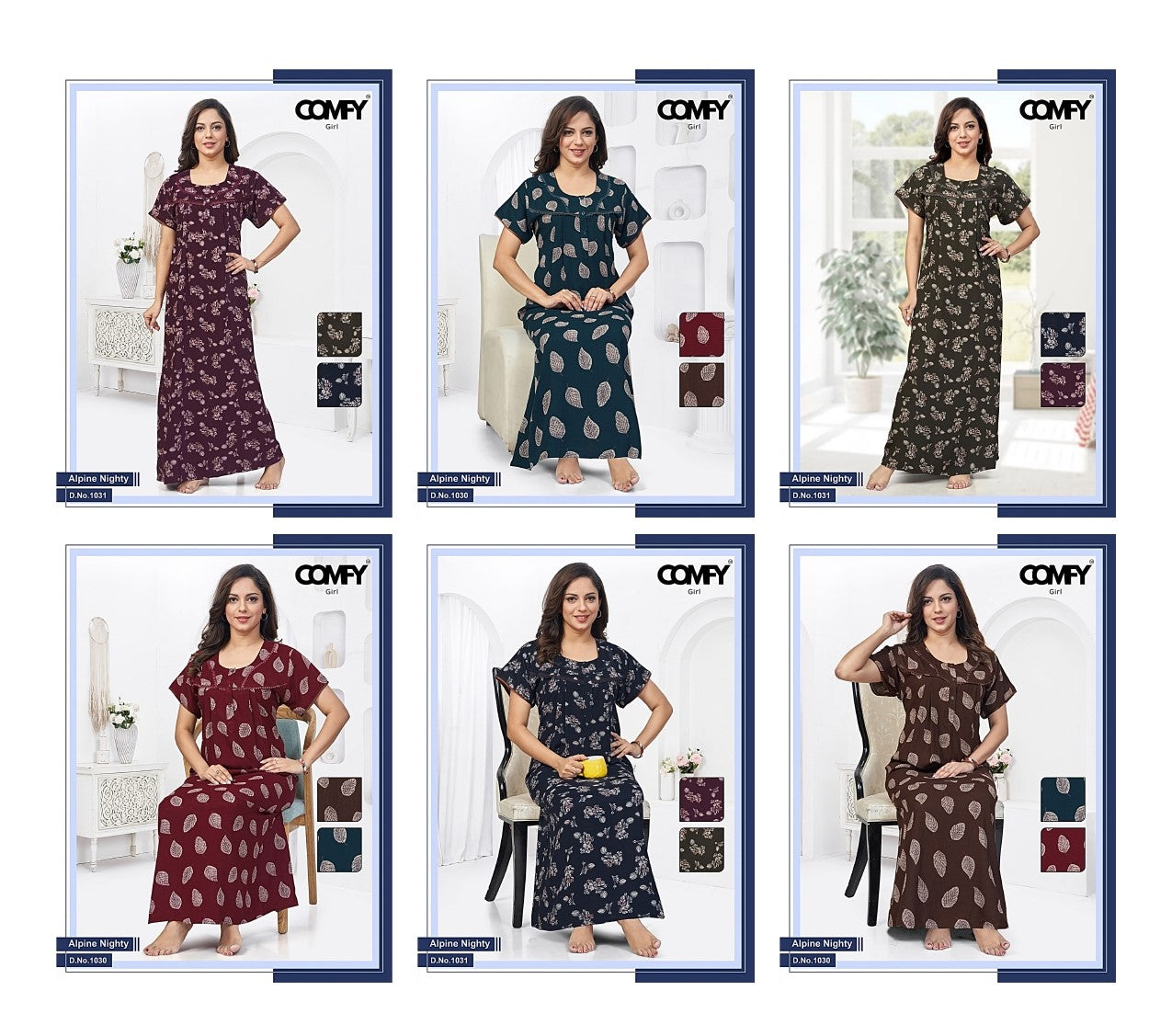 Design 1030-1031 Comfy Alpine Night Gowns Wholesale Rate – Kavya Style Plus