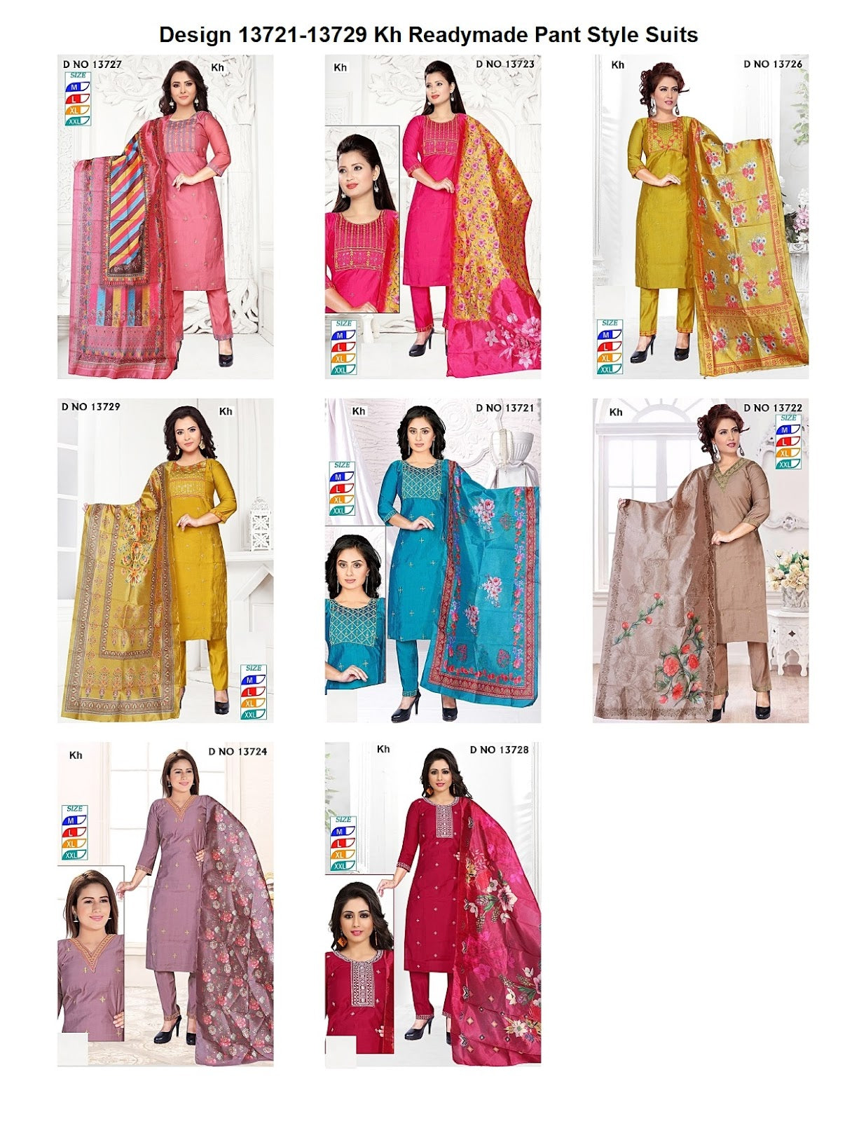 Design 13721-13729 Kh Roman Silk Readymade Pant Style Suits Exporter ...