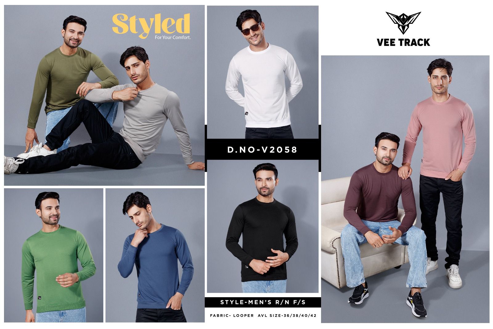 Design V2058 Vee Track Cotton Looper Mens Tshirts Wholesaler Ahmedabad ...