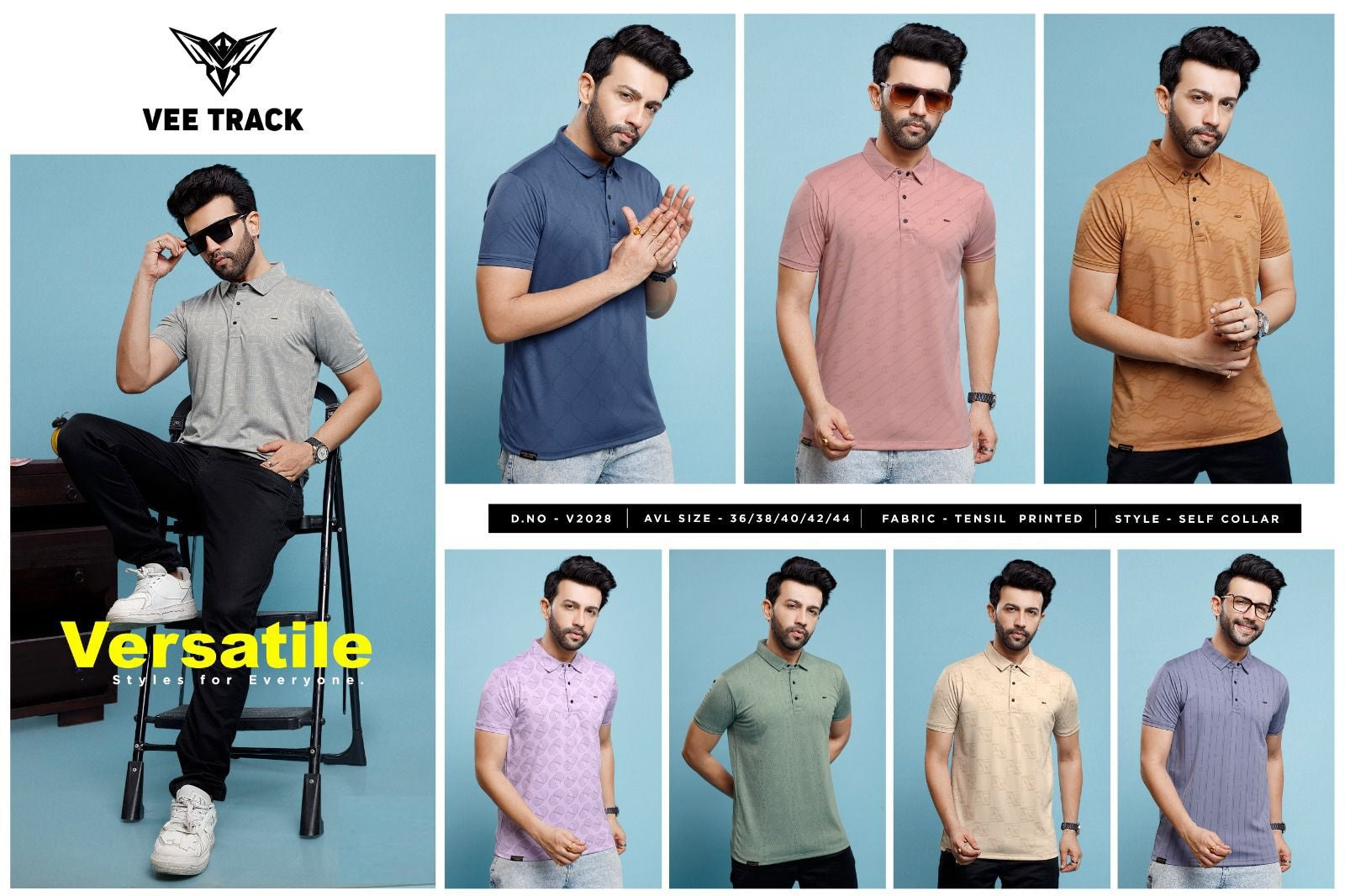 Design V 2028 Vee Track Tencil Lycra Mens Tshirts Wholesale Price ...