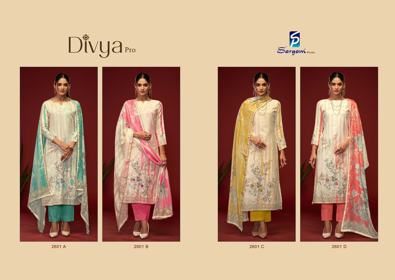 Divya Pro Sargam Prints Viscose Muslin Pant Style Suits Wholesaler Ind ...