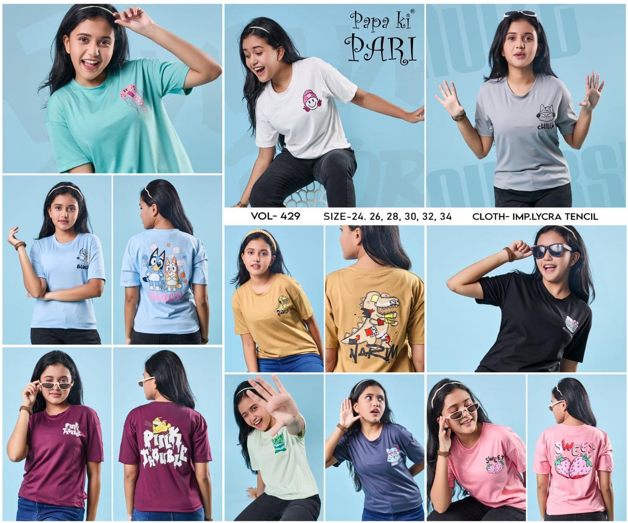 Down Shoulder Vol 429 Papa Ki Pari Imported Girls Tshirt Wholesaler Gu ...