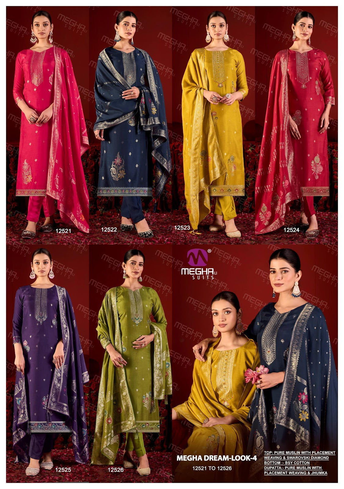 Dream Look 4 Megha Muslin Pant Style Suits Manufacturer Ahmedabad ...