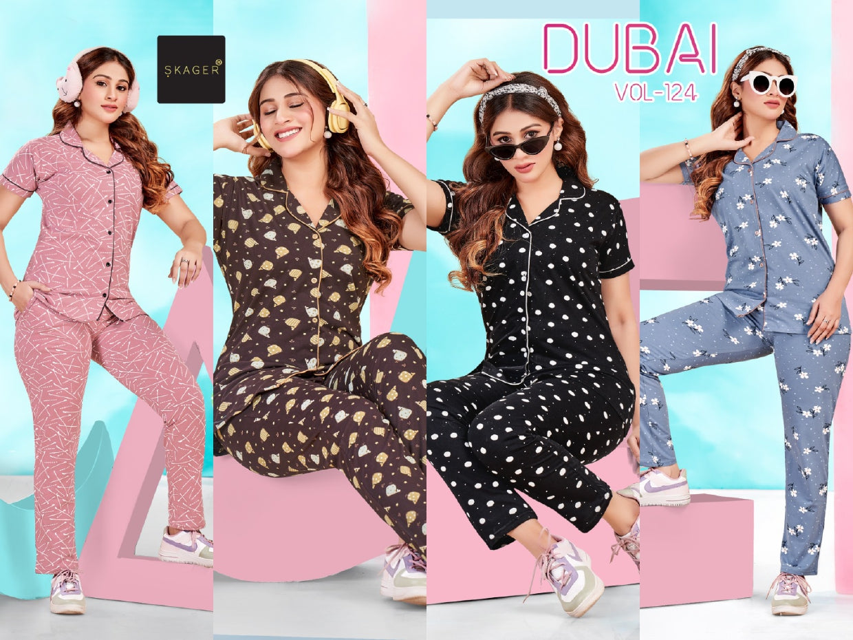 Dubai Vol 124 Skager Hosiery Collar Night Suits Supplier – Kavya Style Plus