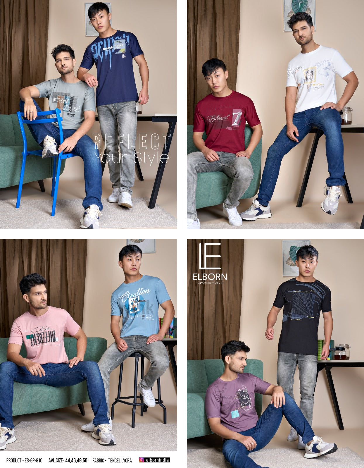 Eb-Gp-810 Elborn Tencil Lycra Mens Tshirts Wholesale – Kavya Style Plus