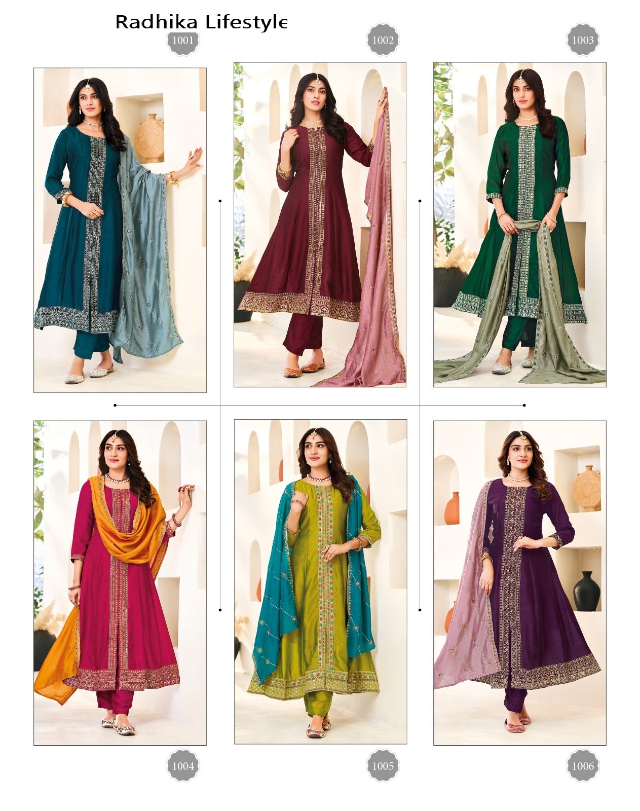 Elliza Vol 1 Radhika Lifestyle Vichitra Silk Readymade Anarkali Suits ...