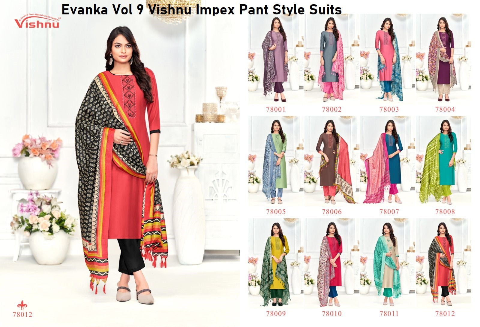 Evanka Vol 9 Vishnu Impex Roman Silk Pant Style Suits Exporter India ...