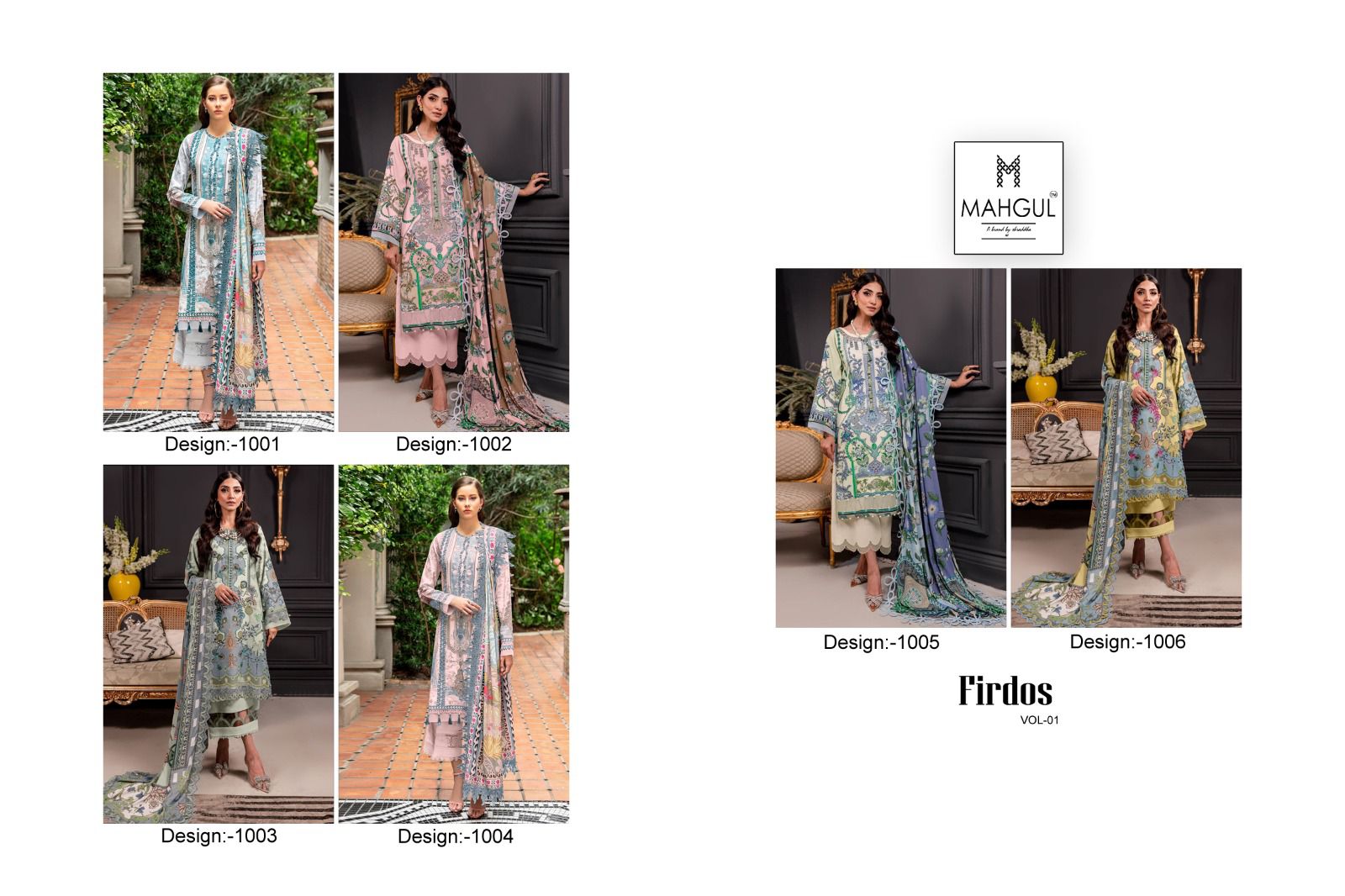 Firdos Vol 1 Mahgul Lawn Cotton Pakistani Patch Work Suits – Kavya ...